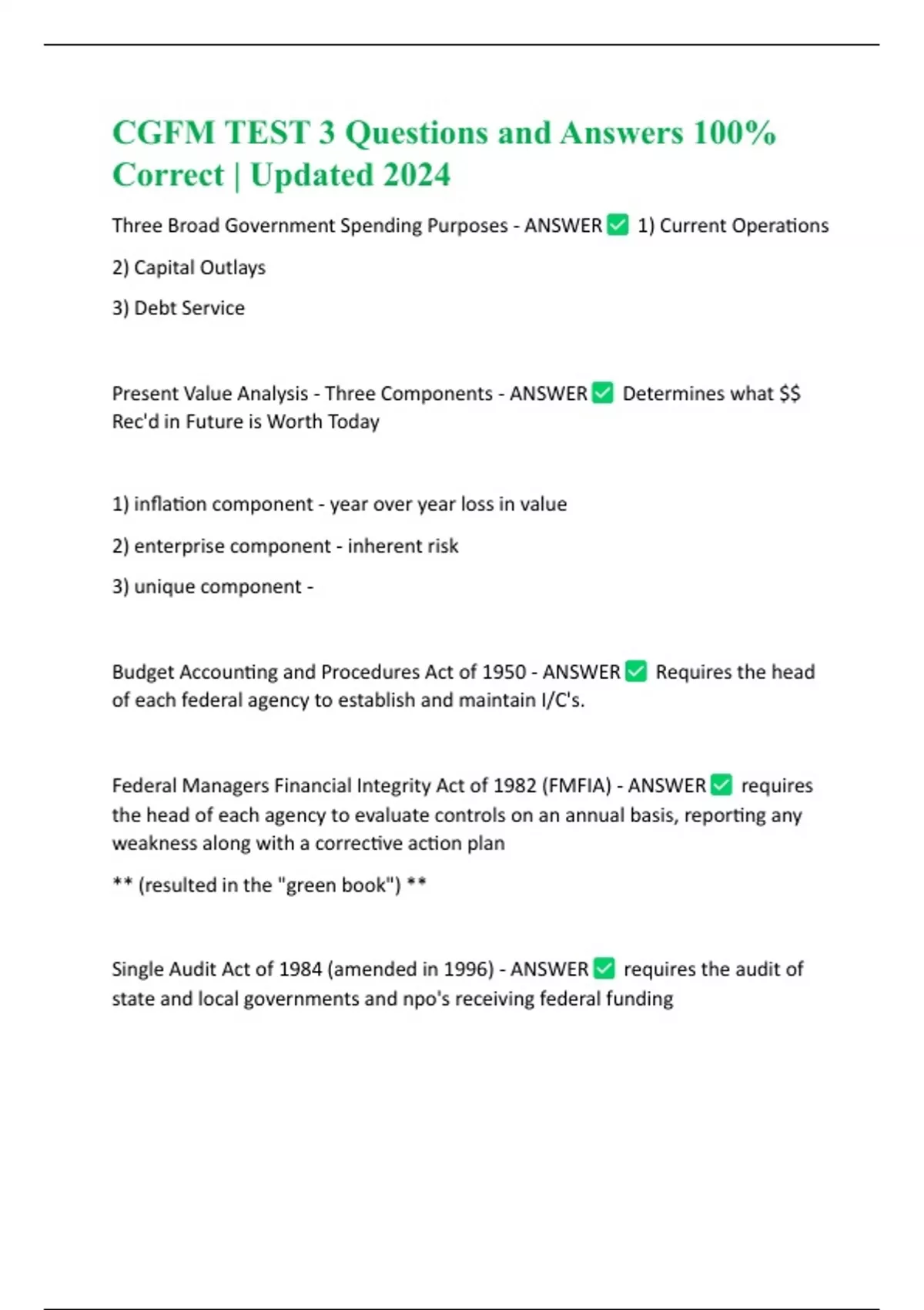 CGFM TEST 3 Questions and Answers 100% Correct | Updated 2024 - CGFM ...