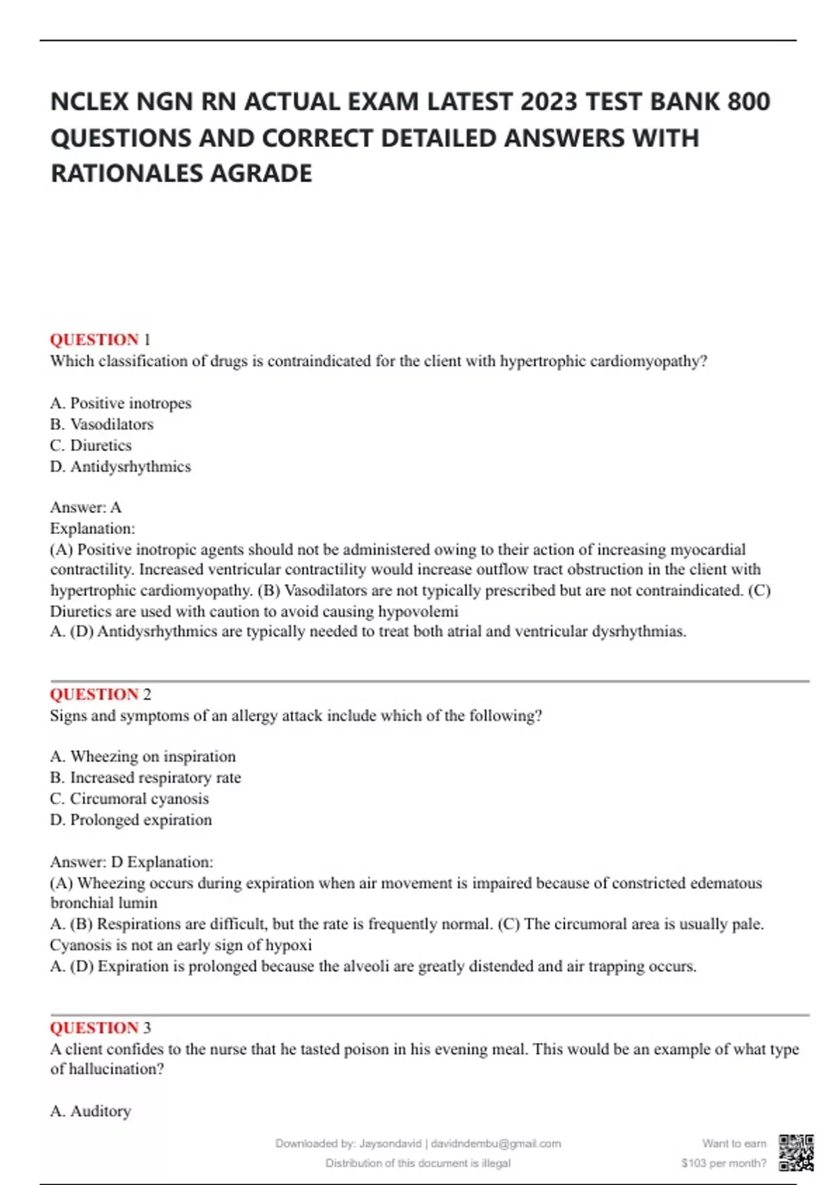 NCLEX NGN RN ACTUAL EXAM LATEST 2023 TEST BANK 800 QUESTIONS AND ...