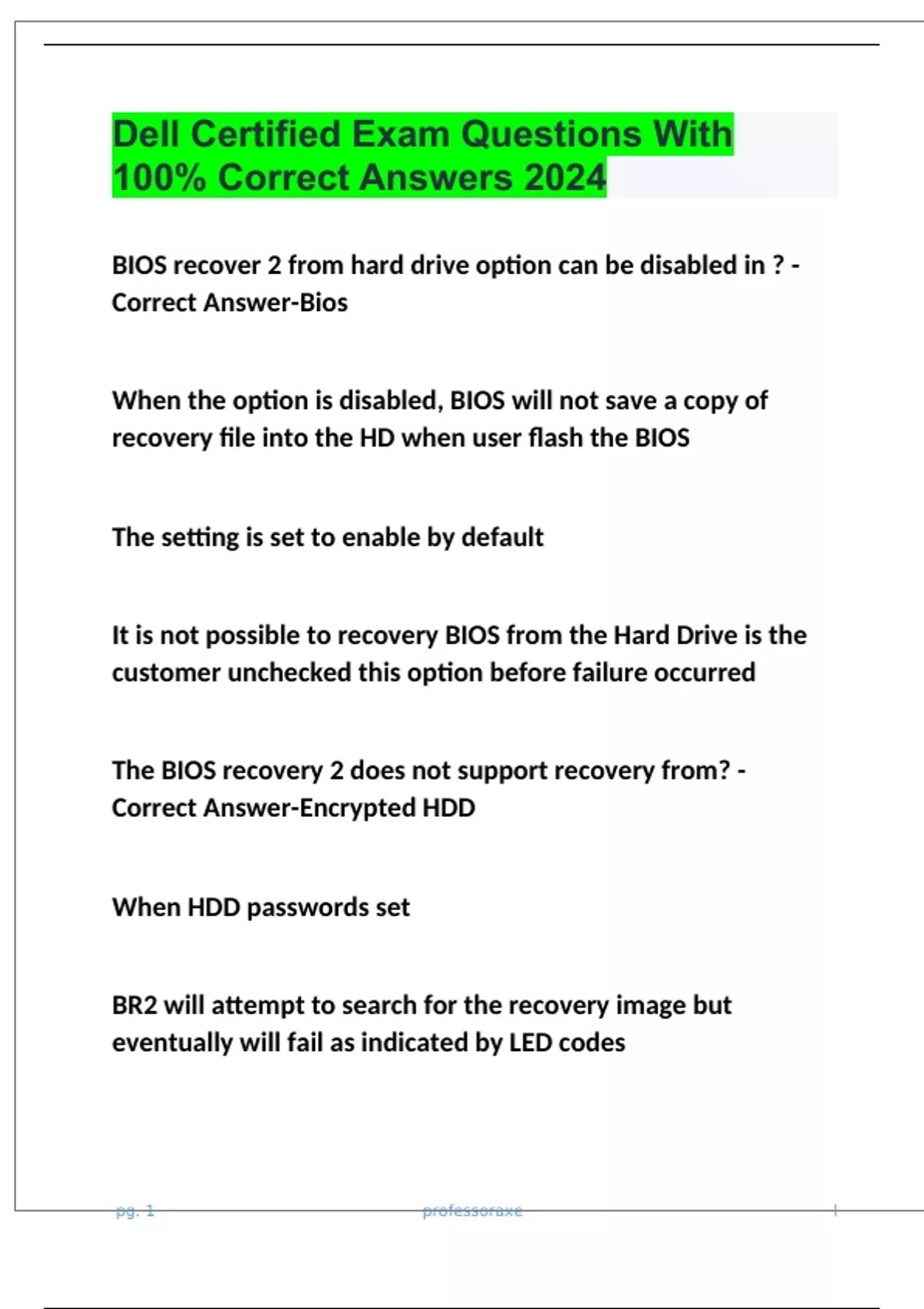 Dell Certified Exam Questions With 100% Correct Answers 2024 - Dell cert - Stuvia US