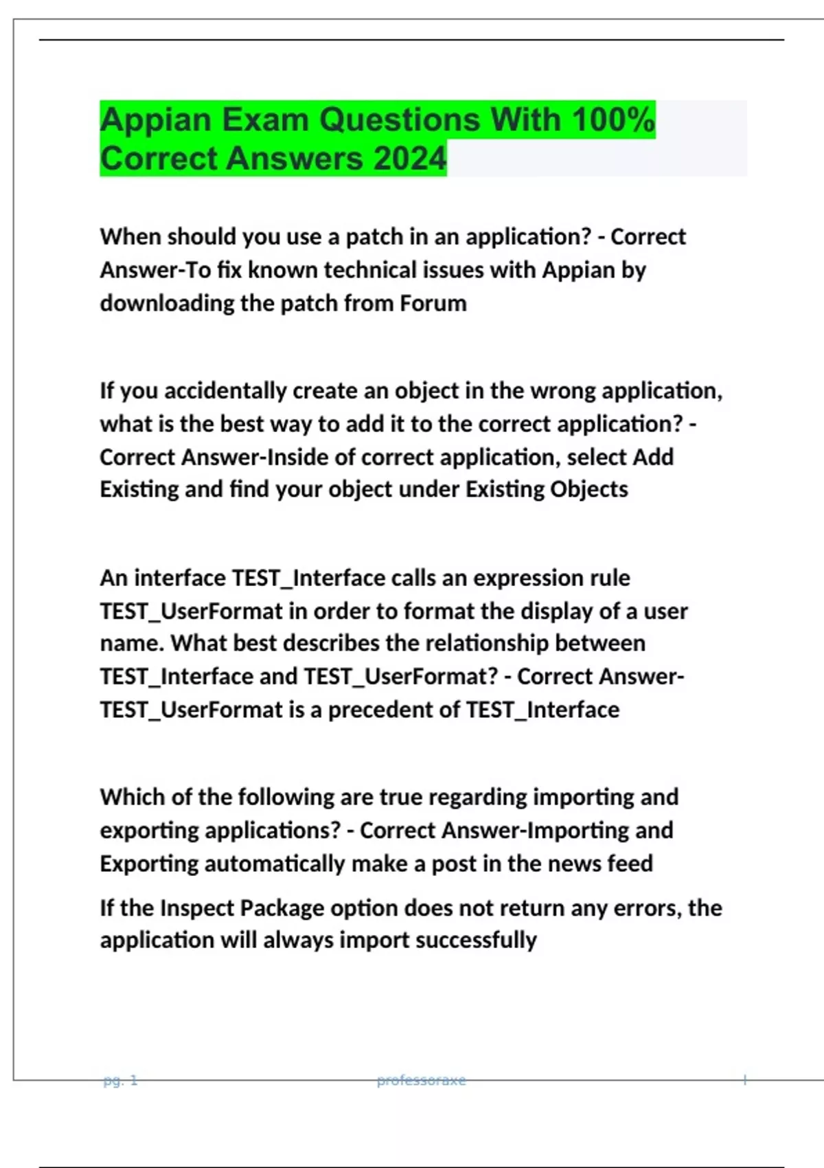 Appian Exam Questions With 100% Correct Answers 2024 - Appian - Stuvia US