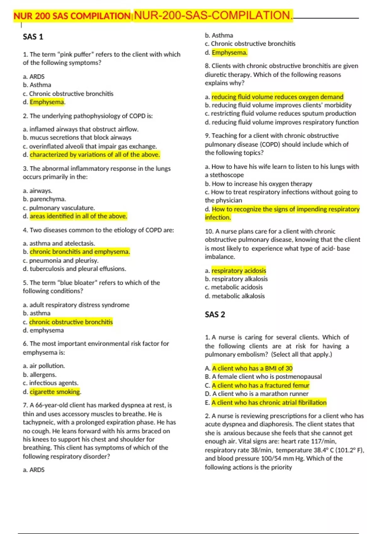 NUR 200 SAS1 TO SAS 23 COMPILATION|NUR-200-SAS-COMPILATION. - NUR 200 S - Stuvia US