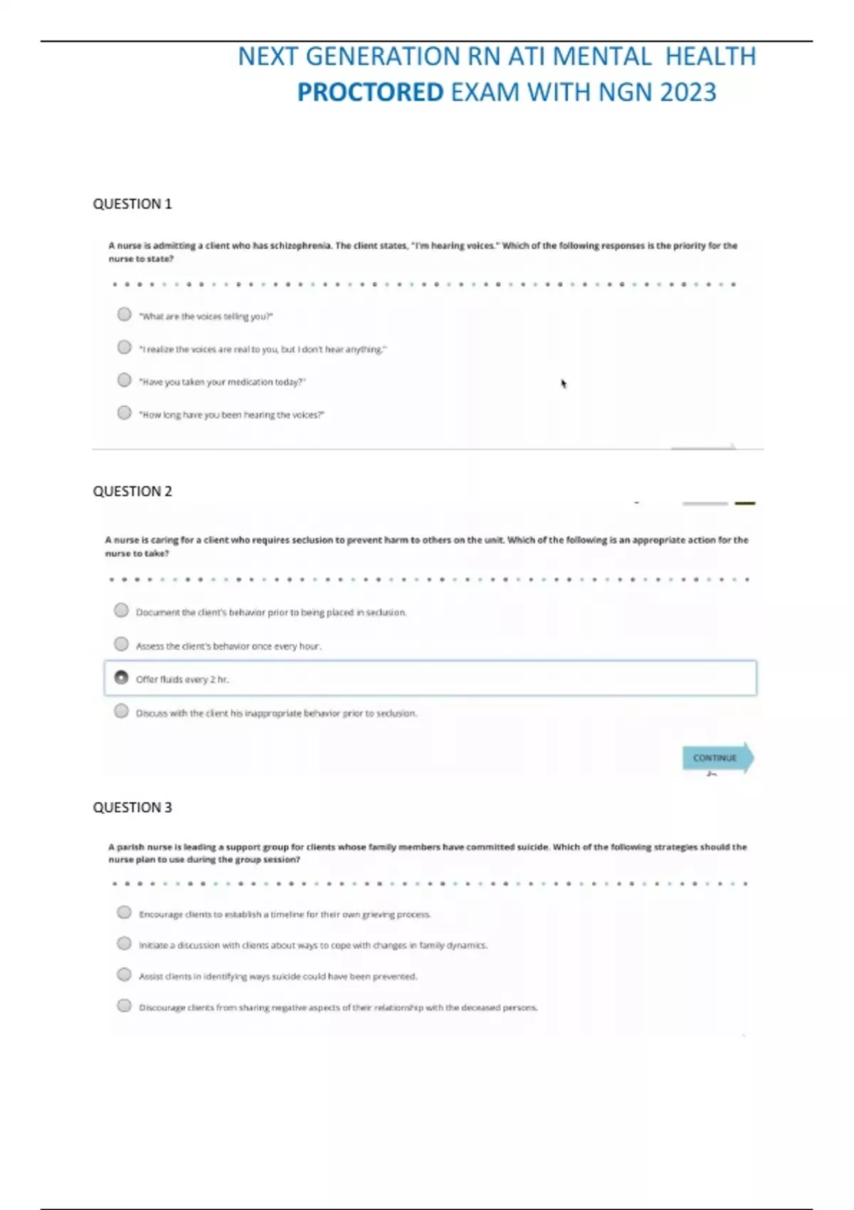 NEXT GENERATION RN ATI MENTAL HEALTH PROCTORED EXAM WITH NGN 2023 ...