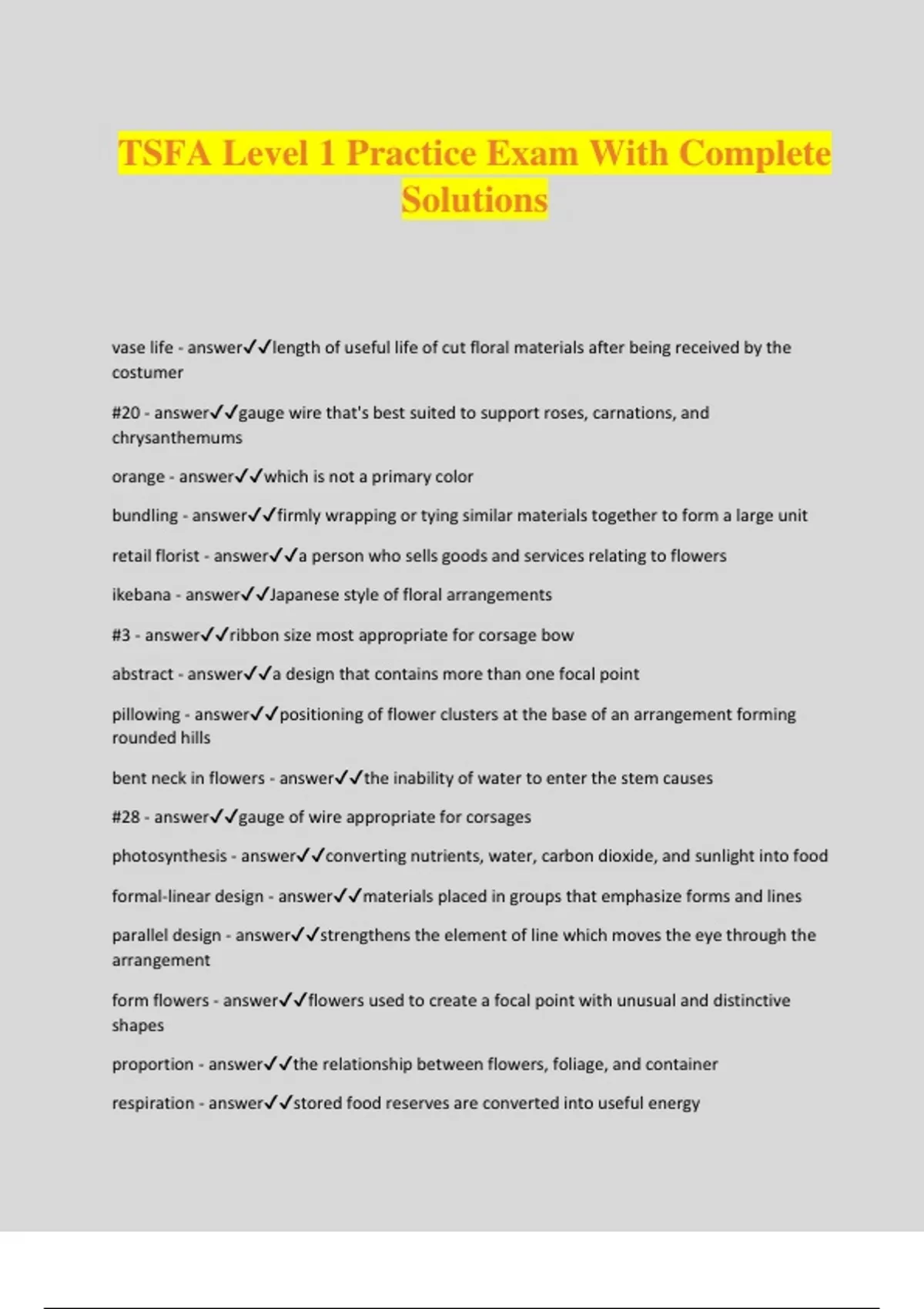 TSFA Level 1 Practice Exam With Complete Solutions - TSFA Level 1 ...