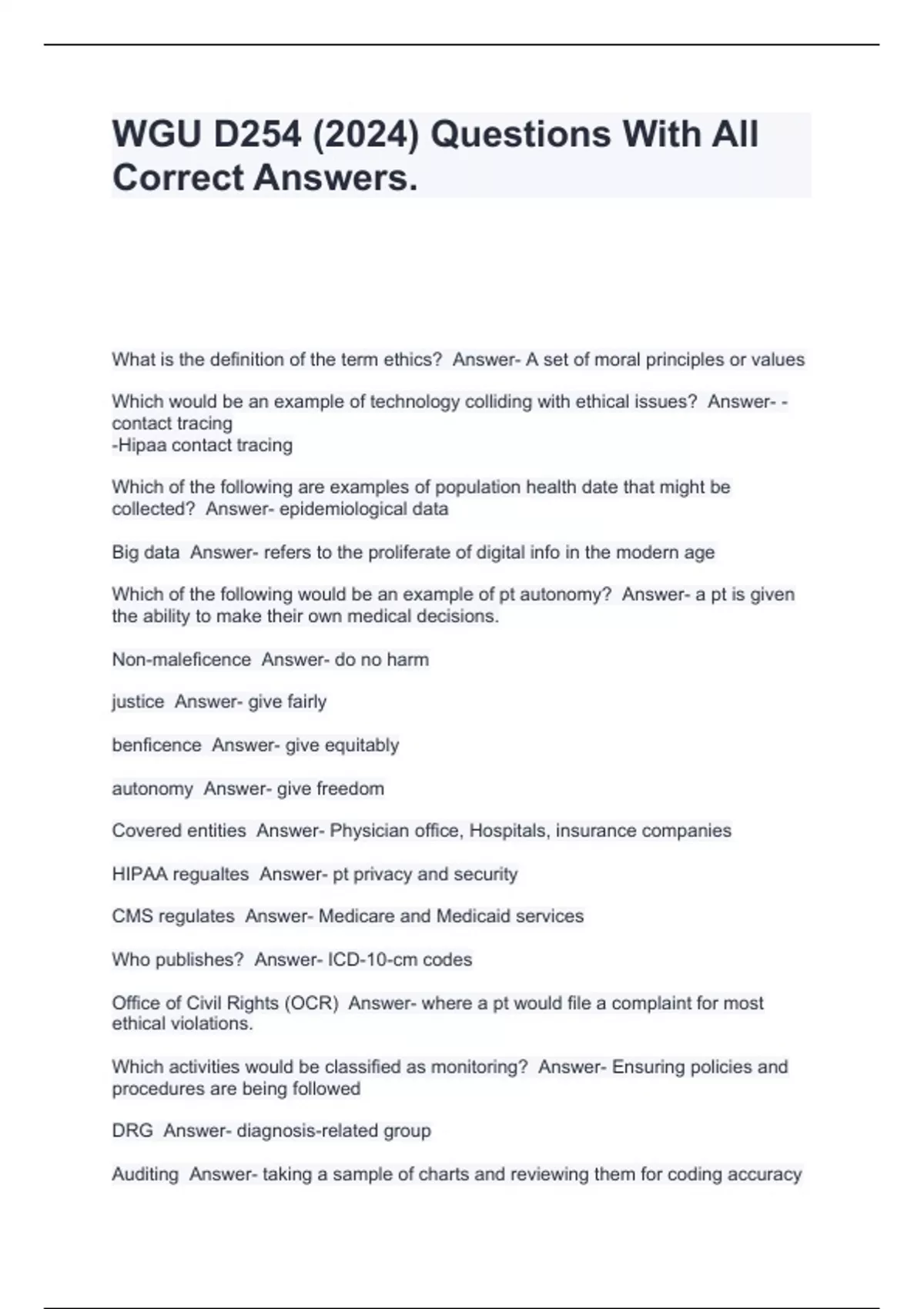 WGU D254 (2024) Questions With All Correct Answers. - WGU D254 - Stuvia US