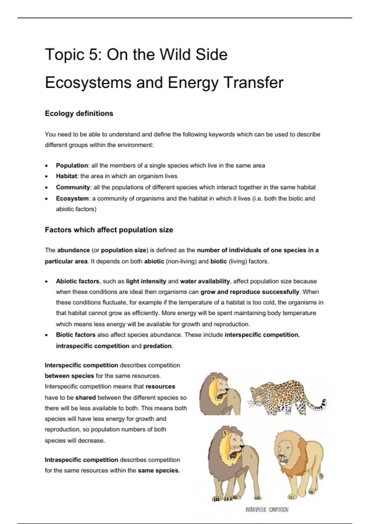 Summary Edexcel IAL Biology Topic 5 Ecosystem and Energy Transfer ...
