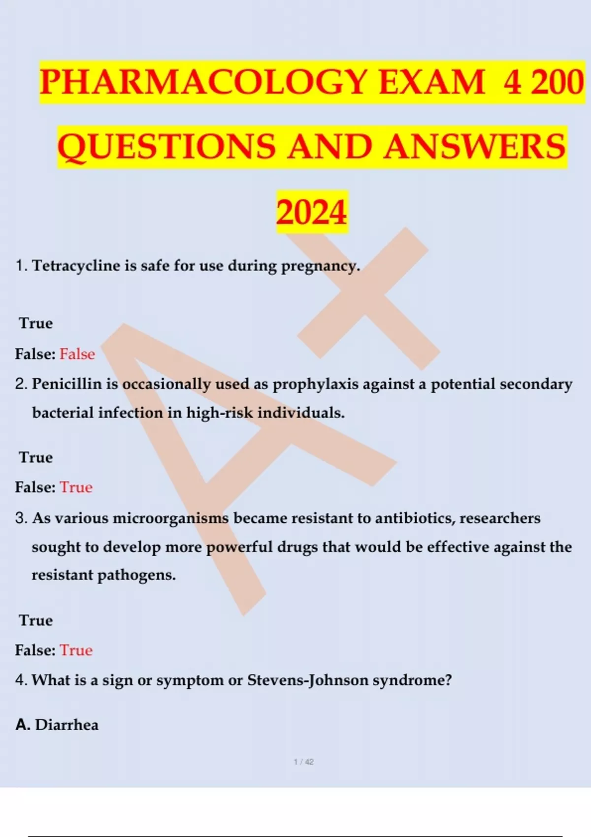 PHARMACOLOGY EXAM 4 2024 - Pharmacology - Stuvia US