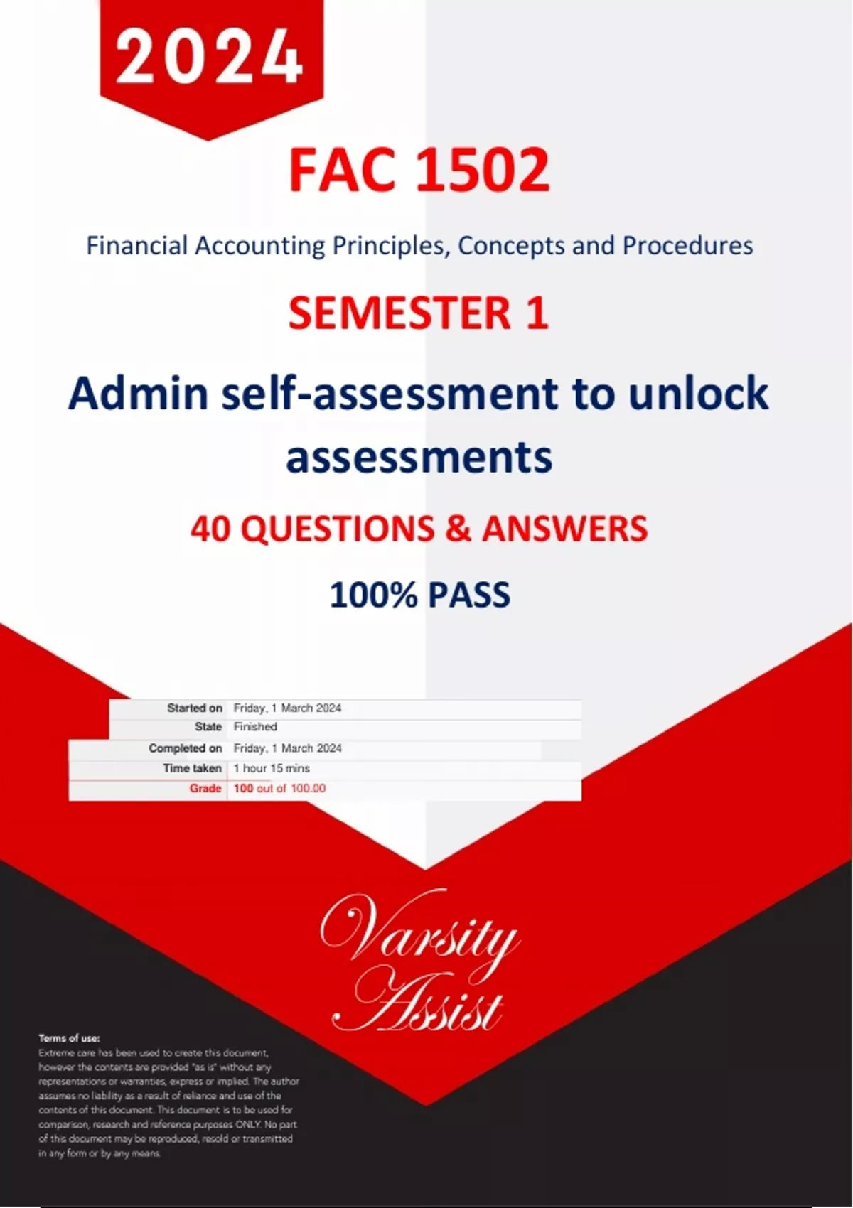 FAC1502 "2024" -SEMESTER 1 - SELF ASSESSMENT TO UNLOCK ASSESSMENT 1 ...