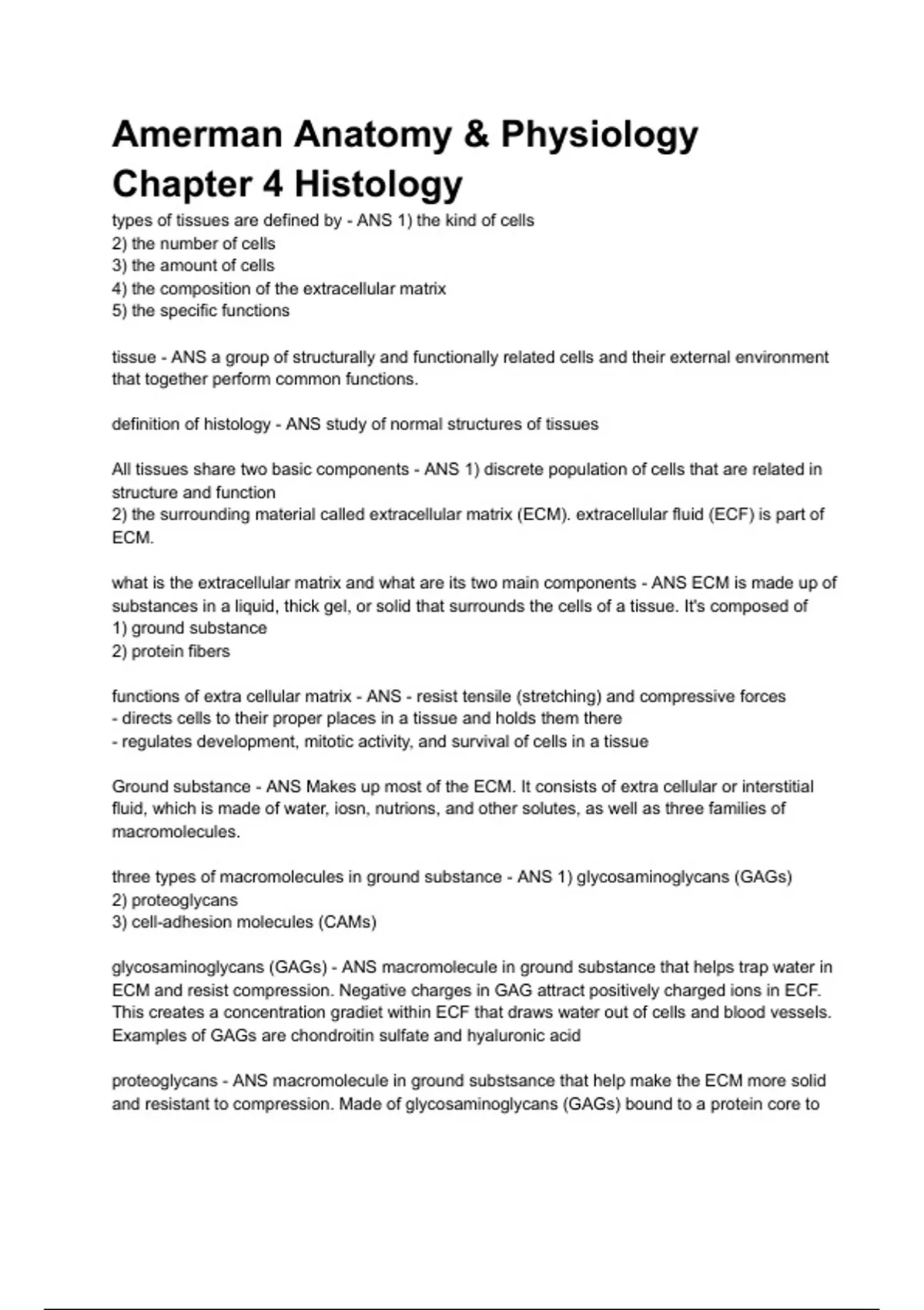 Amerman Anatomy & Physiology Chapter 4 Histology - Human Anatomy and Physiology 2nd Edition ...