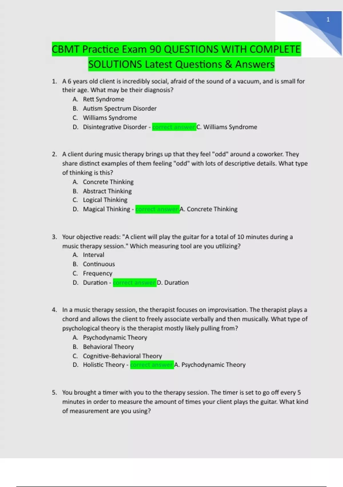 CBMT Practice Exam 90 QUESTIONS WITH COMPLETE SOLUTIONS Latest ...