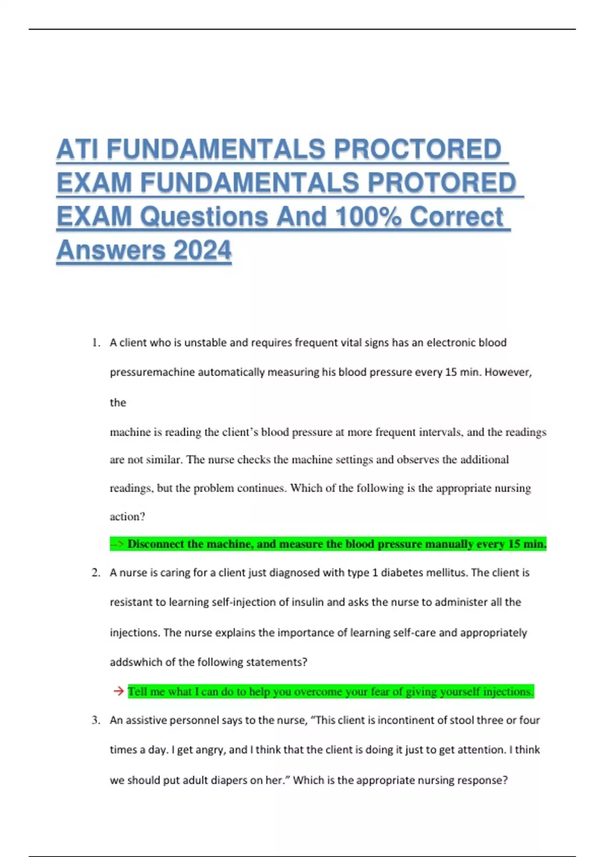 ATI FUNDAMENTALS PROCTORED EXAM FUNDAMENTALS PROTORED EXAM - ATI ...