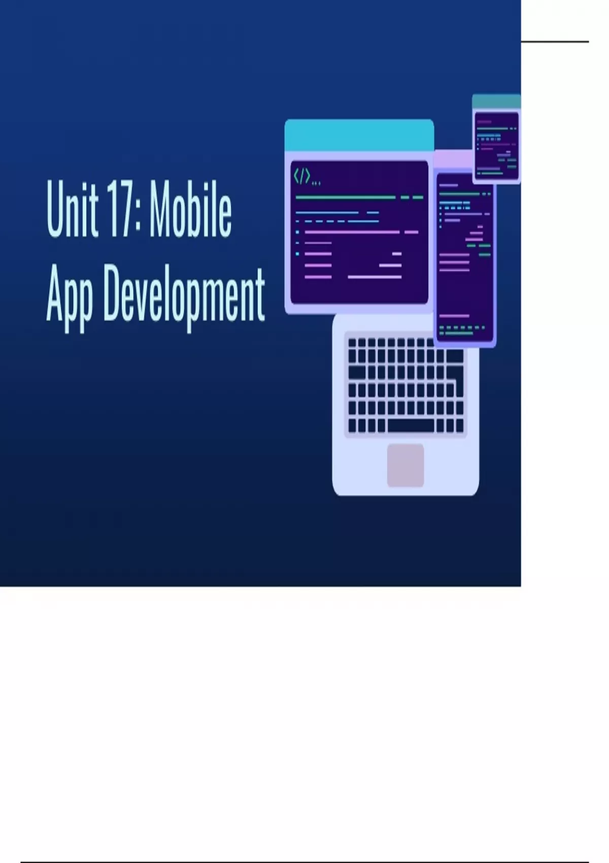 Pearson BTEC Level 3 Extended Diploma in Computing - Unit 17.1 - Mobile Apps Development - Unit ...