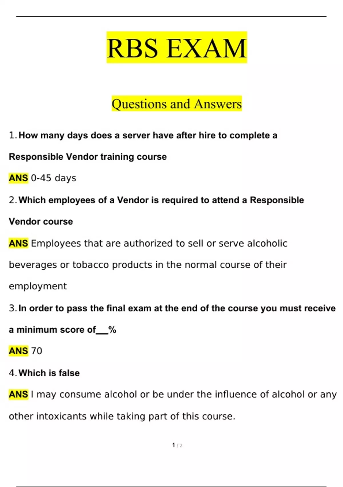 RBS EXAM 2024 Questions and Answers (2024 / 2025) (Verified Answers ...