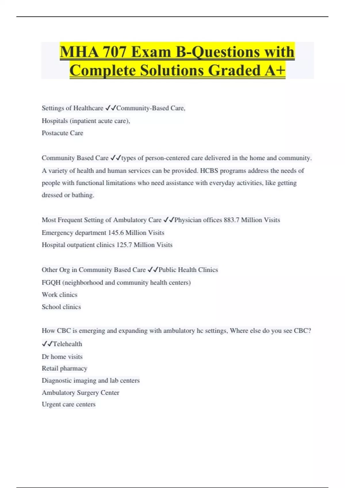 MHA 707 Exam B-Questions with Complete Solutions Graded A+ - MHA 707 ...