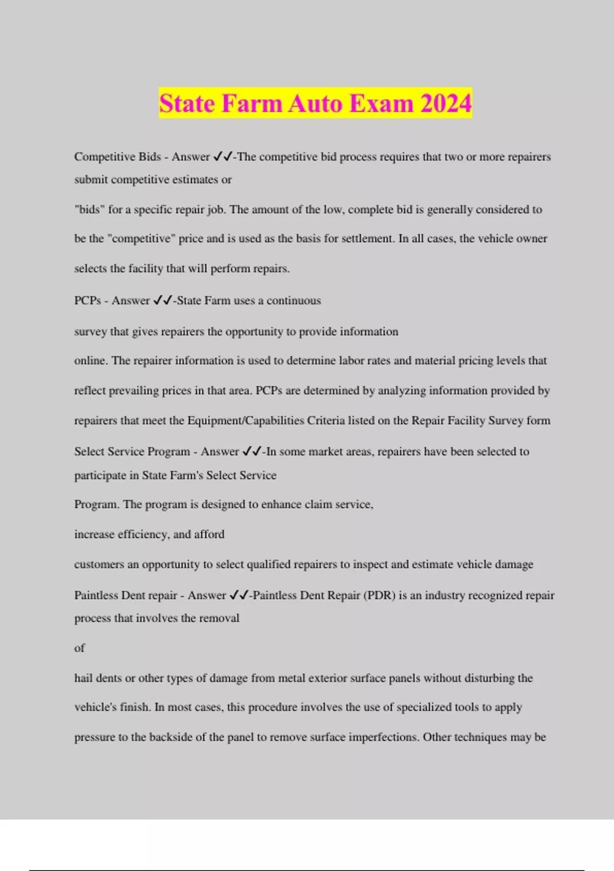 State Farm Auto Exam 2024 Questions and Answers 100% - State Farm Auto - Stuvia US