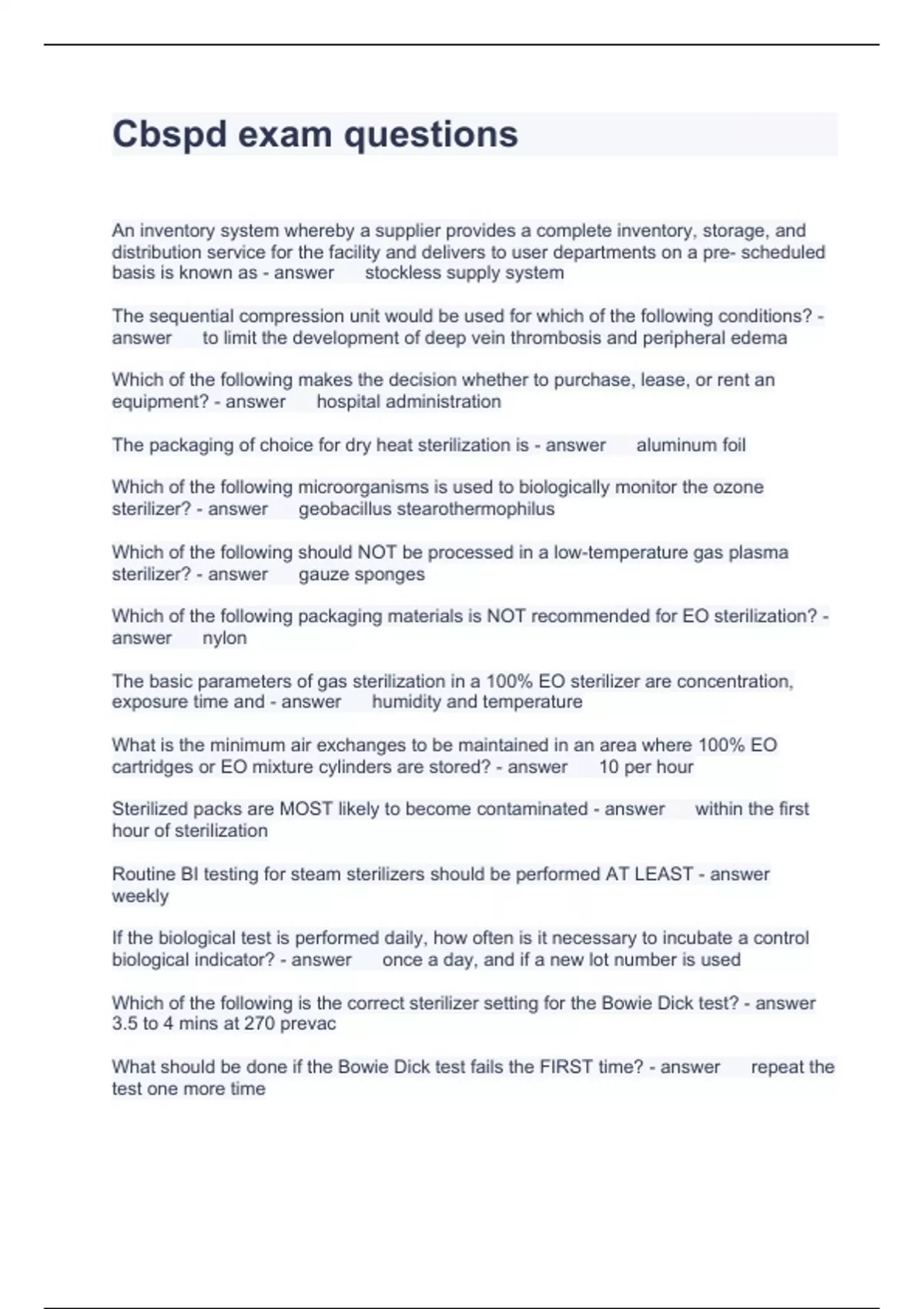 Cbspd exam questions and Answers 2024 - CBSPD - Stuvia US