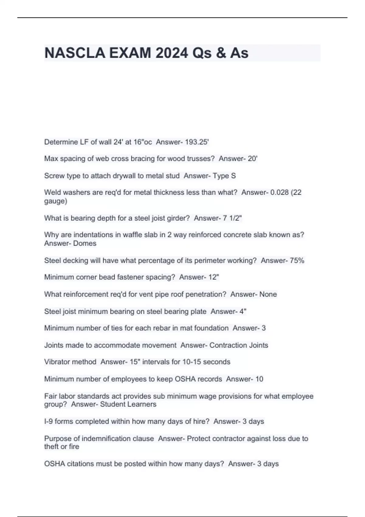 NASCLA EXAM 2024 Qs & As - NASCLA - Stuvia US