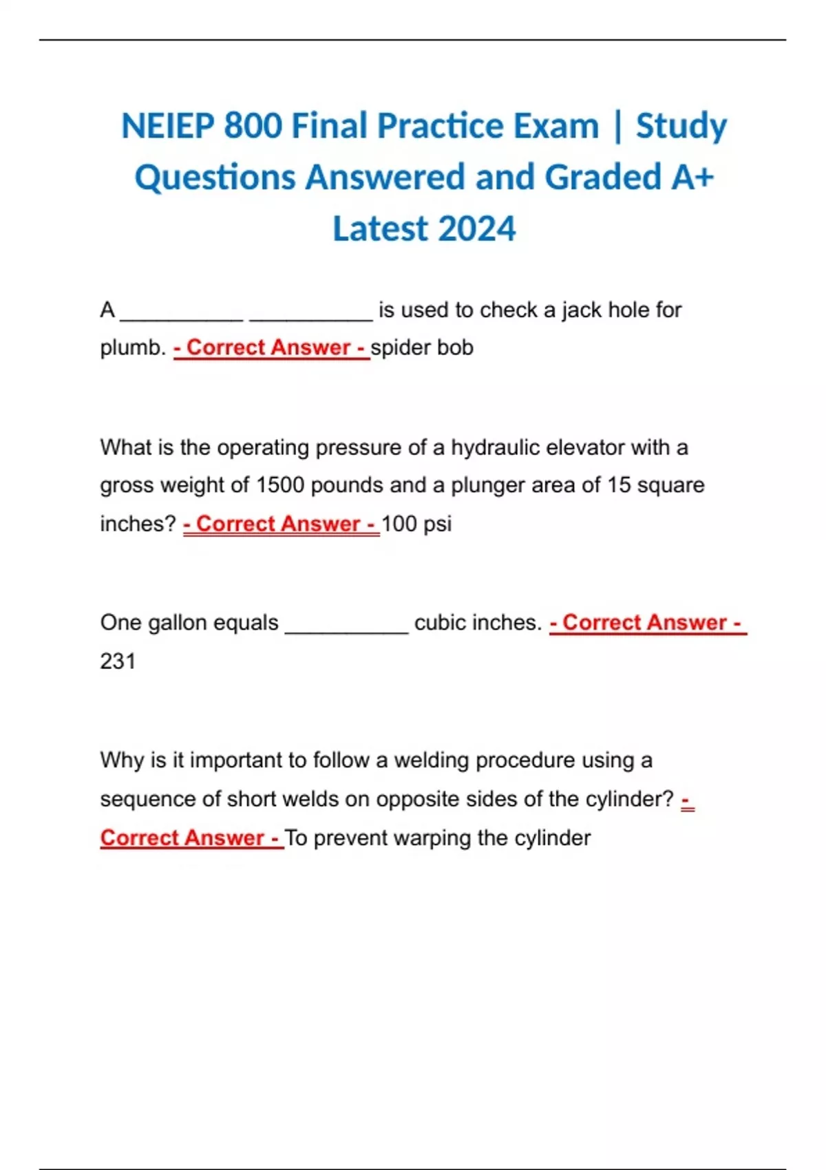 NEIEP 800 Final Practice Exam | Study Questions Answered and Graded A+ ...