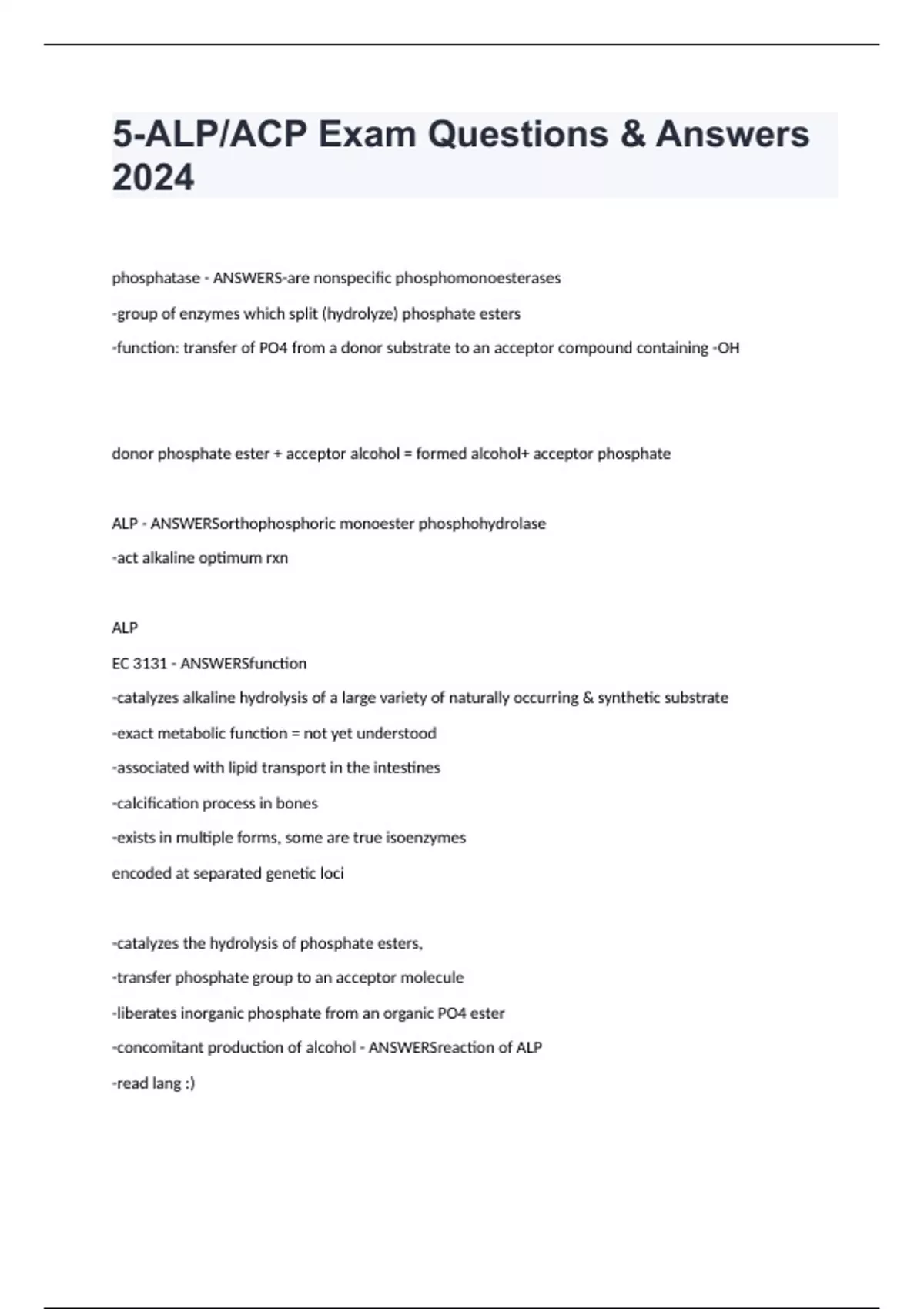 5-ALP/ACP Exam Questions & Answers 2024 - 5-ALP/ACP - Stuvia US