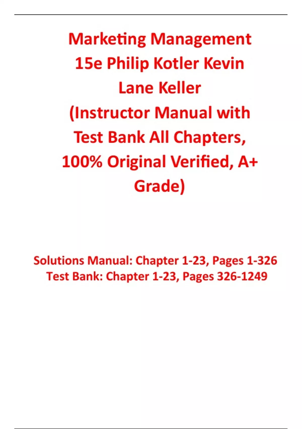 Marketing Management 15th Edition By Philip Kotler Kevin Lane Keller ...