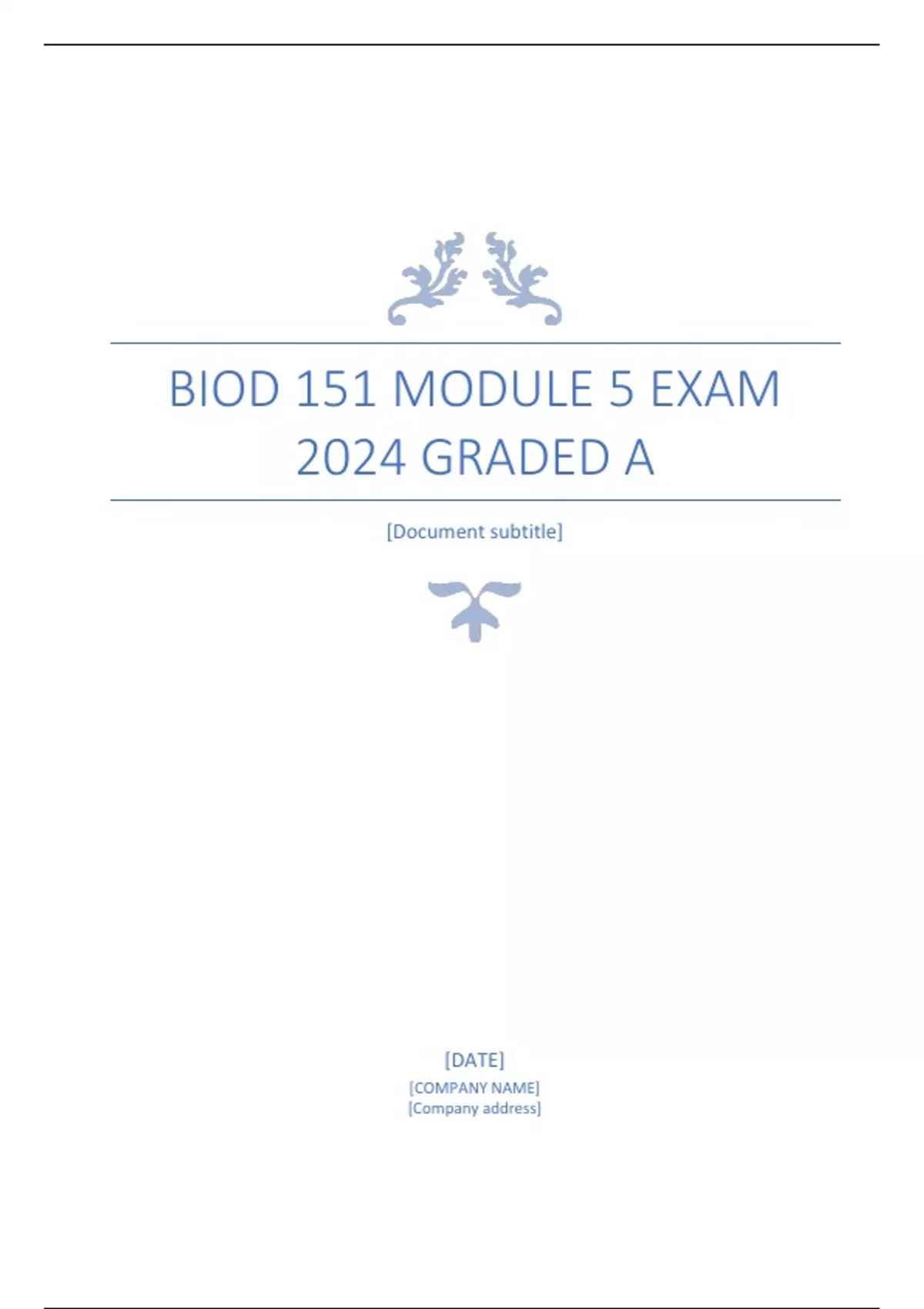 BIOD 151 Module 5 Exam 2024 Graded A - BIOD 151 - Stuvia US