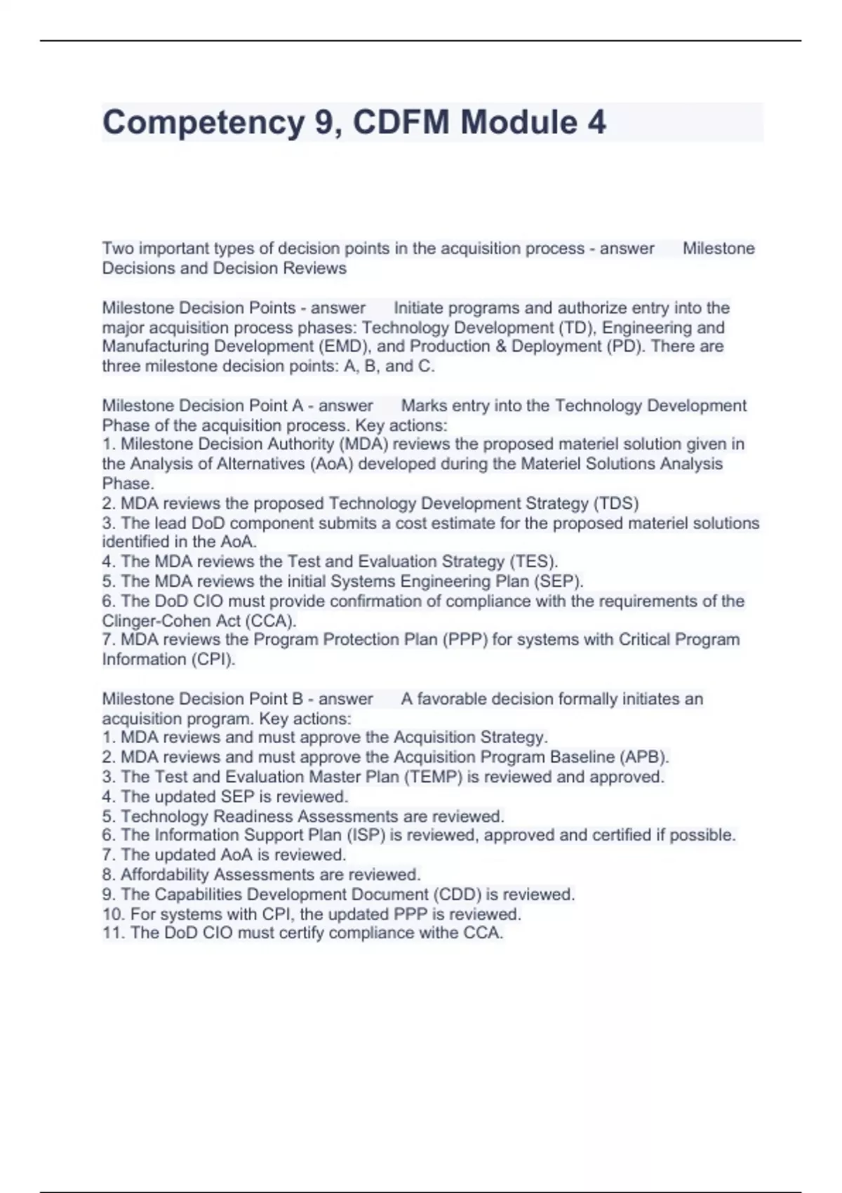 Competency 9, CDFM Module 4 Questions and Answers 100% Accurate 2024 - CDFM - Stuvia US