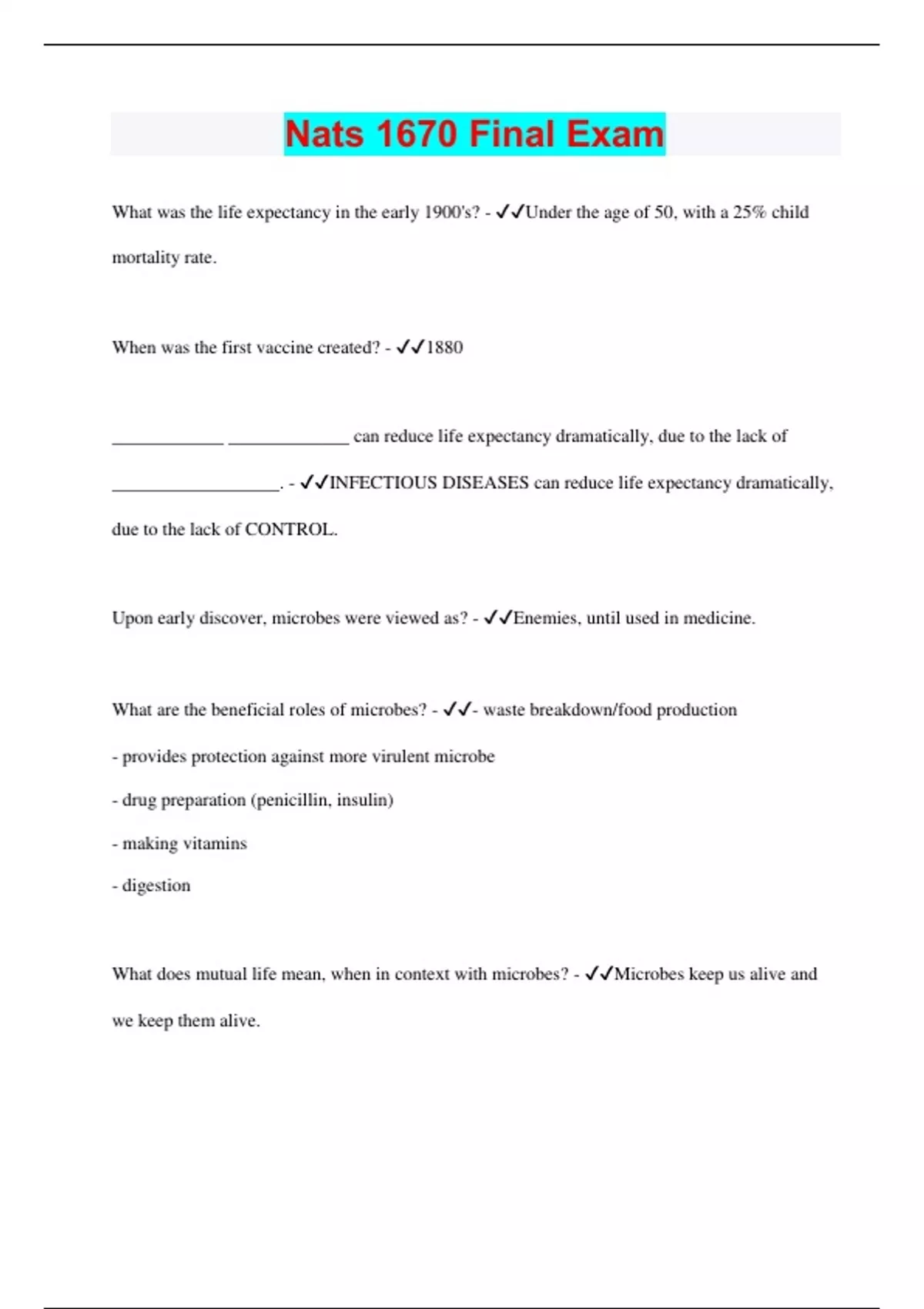 Nats 1670 Final Exam | Questions with 100% Correct Answers | Latest ...