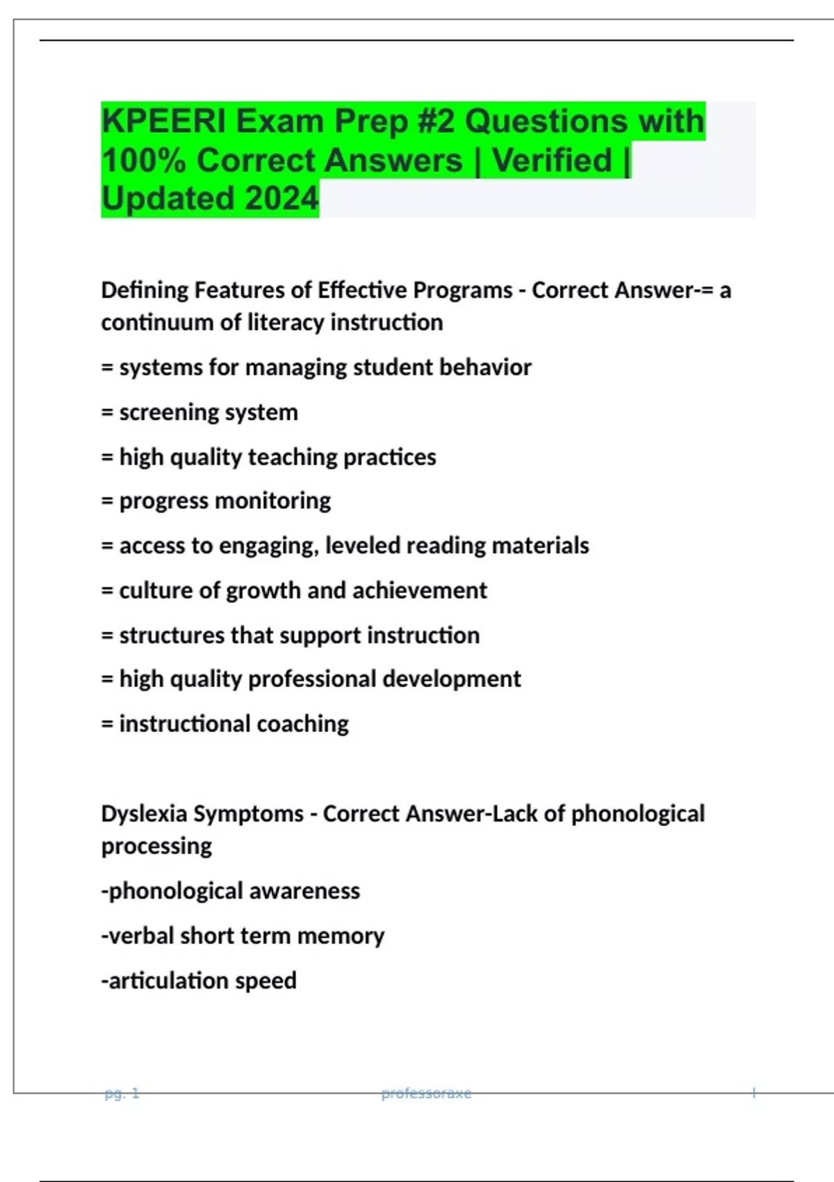 KPEERI Exam Prep #2 Questions with 100% Correct Answers | Verified | Updated 2024 - KPEERI ...