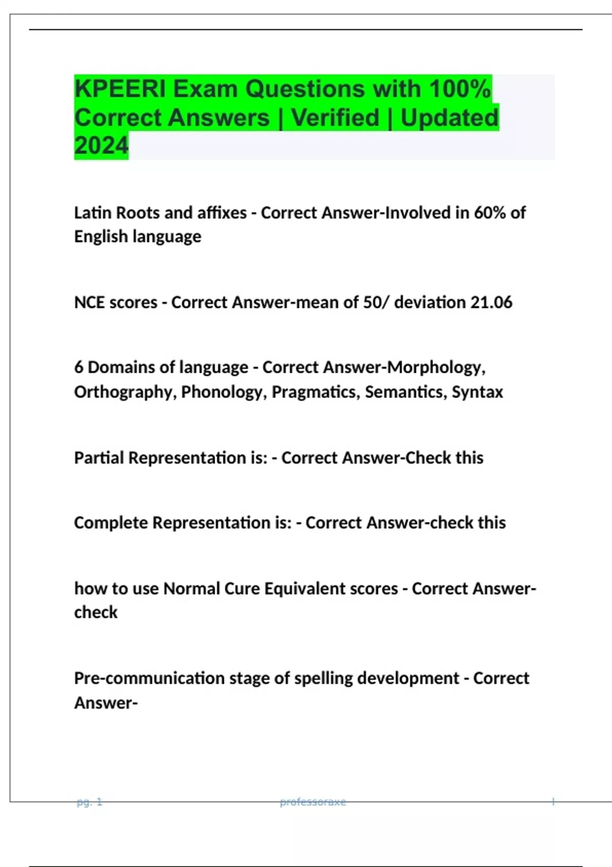 Kpeeri Exam Questions With 100 Correct Answers Verified Updated