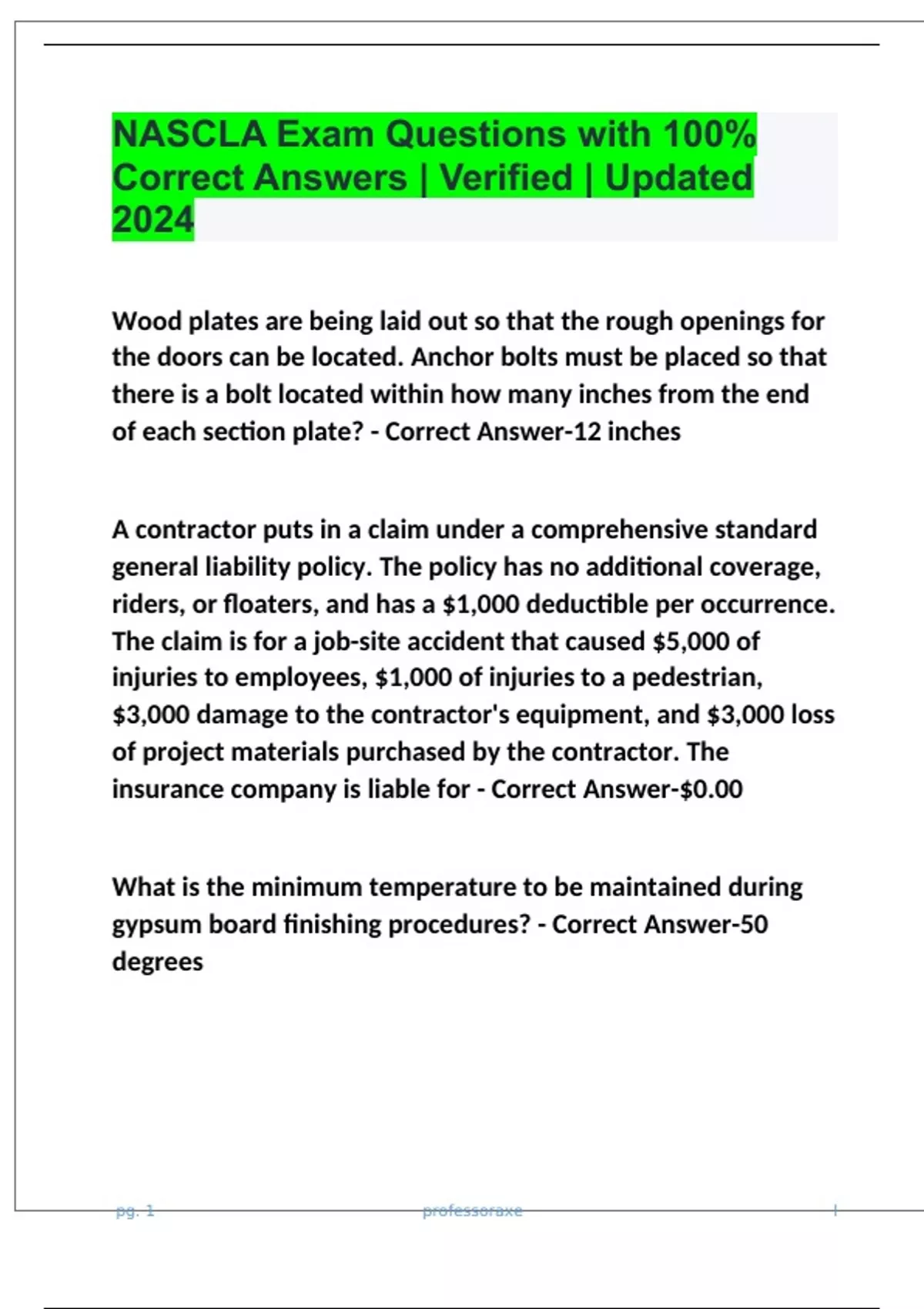 NASCLA Exam Questions with 100% Correct Answers | Verified | Updated ...