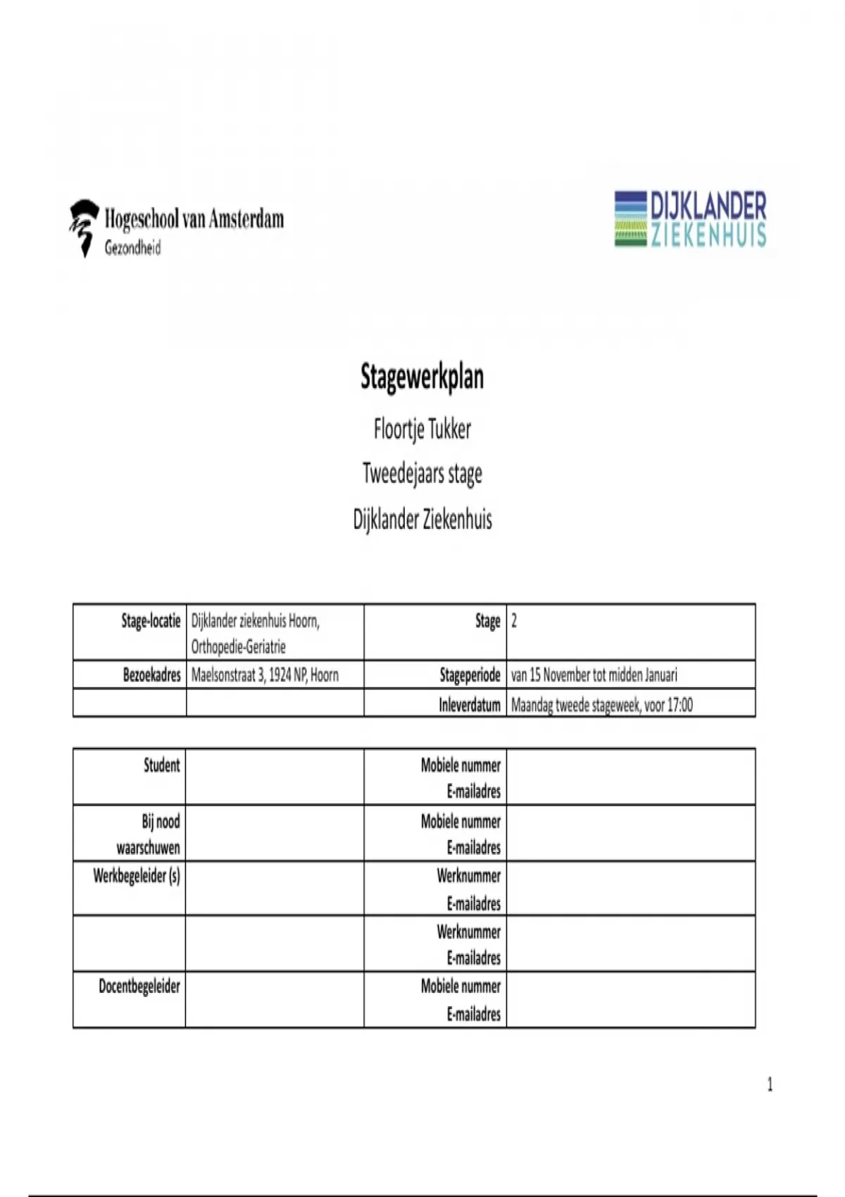 Samenvatting Goed uitgewerkt stagewerkplan om als voorbeeld te ...