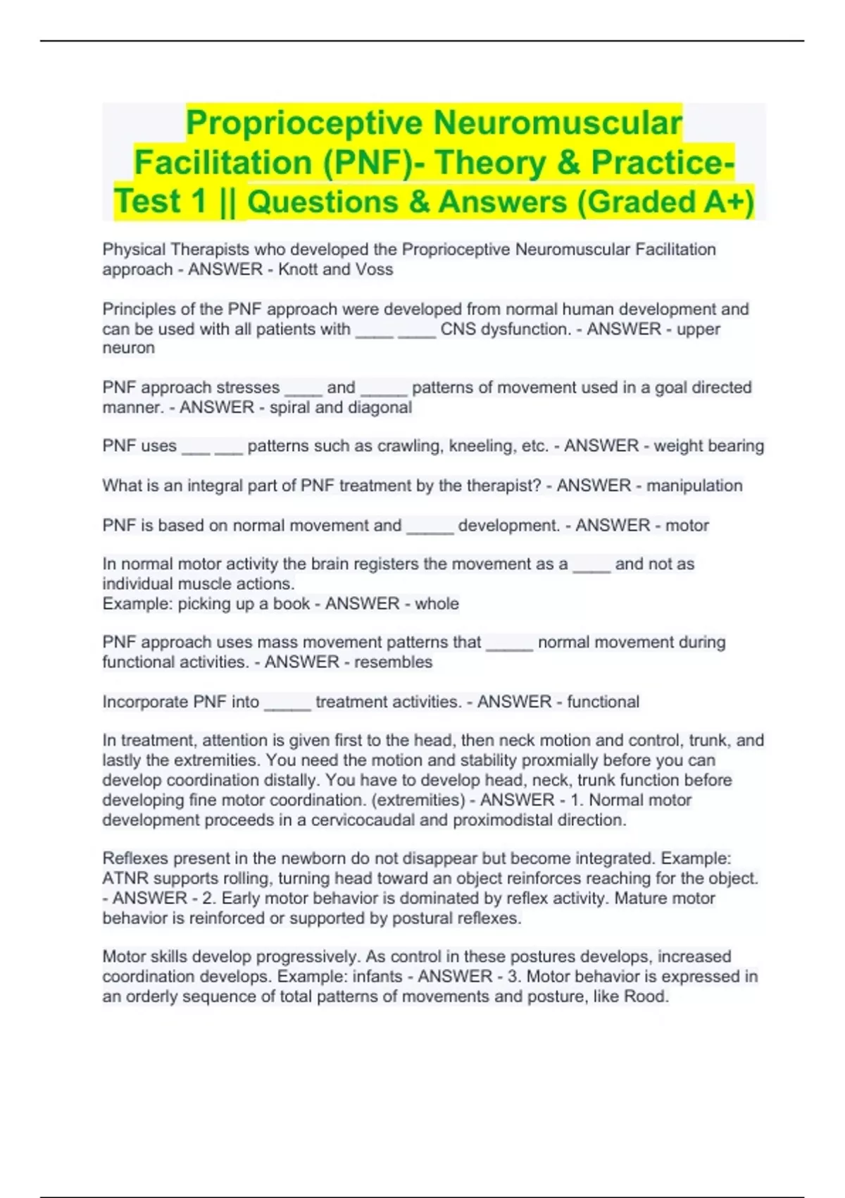 Proprioceptive Neuromuscular Facilitation (PNF)- Theory & Practice ...