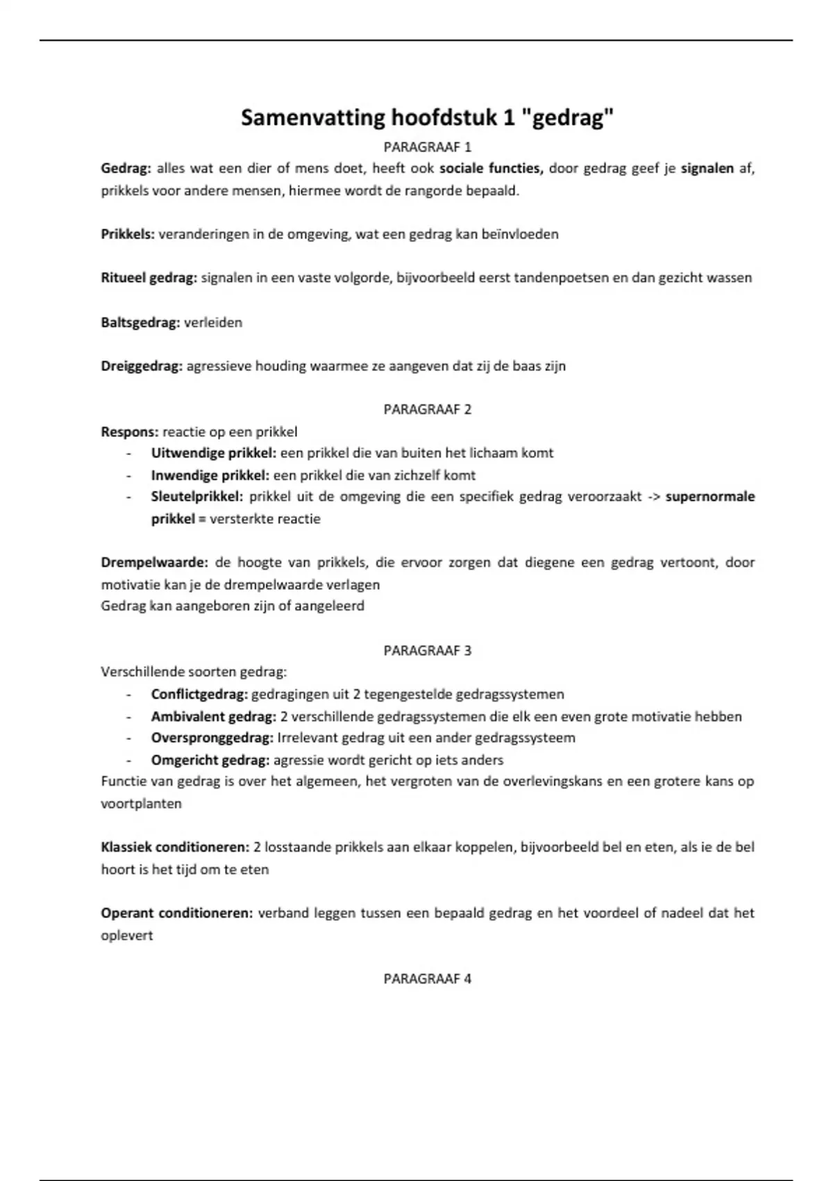 Nectar biologie 4 HAVO hoofdstuk 1 gedrag samenvatting - Biologie ...