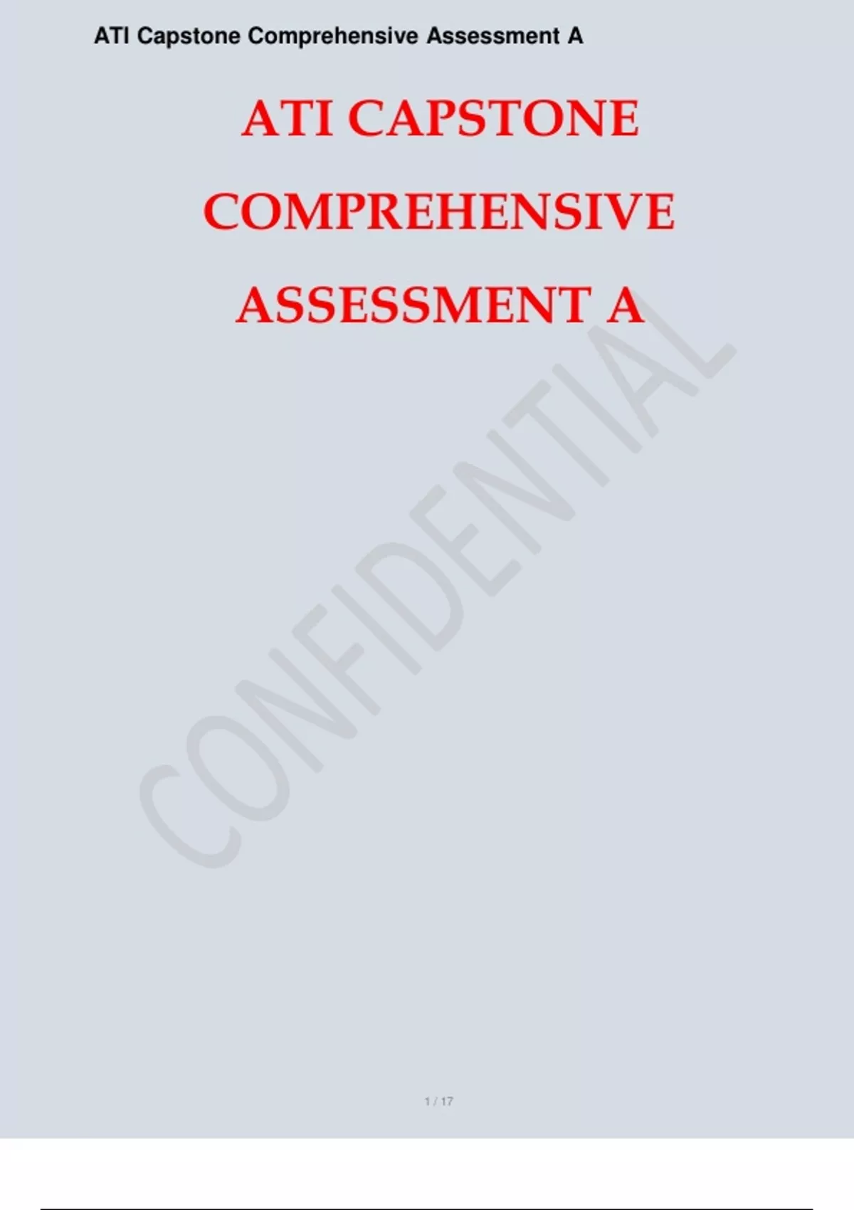 ATI CAPSTONE COMPREHENSIVE ASSESSMENT A WITH DETAILED VERIFIED ANSWERS ...