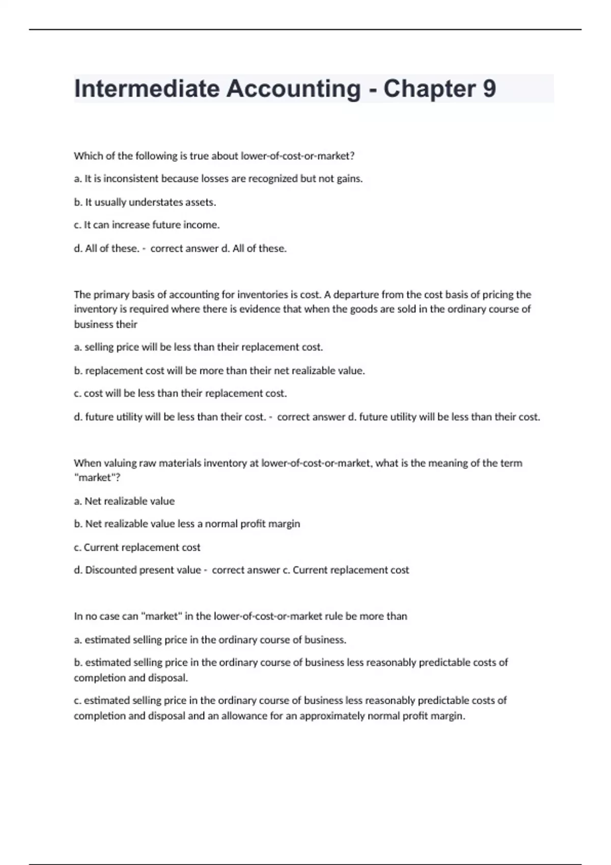 Intermediate Accounting - Chapter 9 with answers graded A+ 2024/2025 - Intermediate Accounting ...