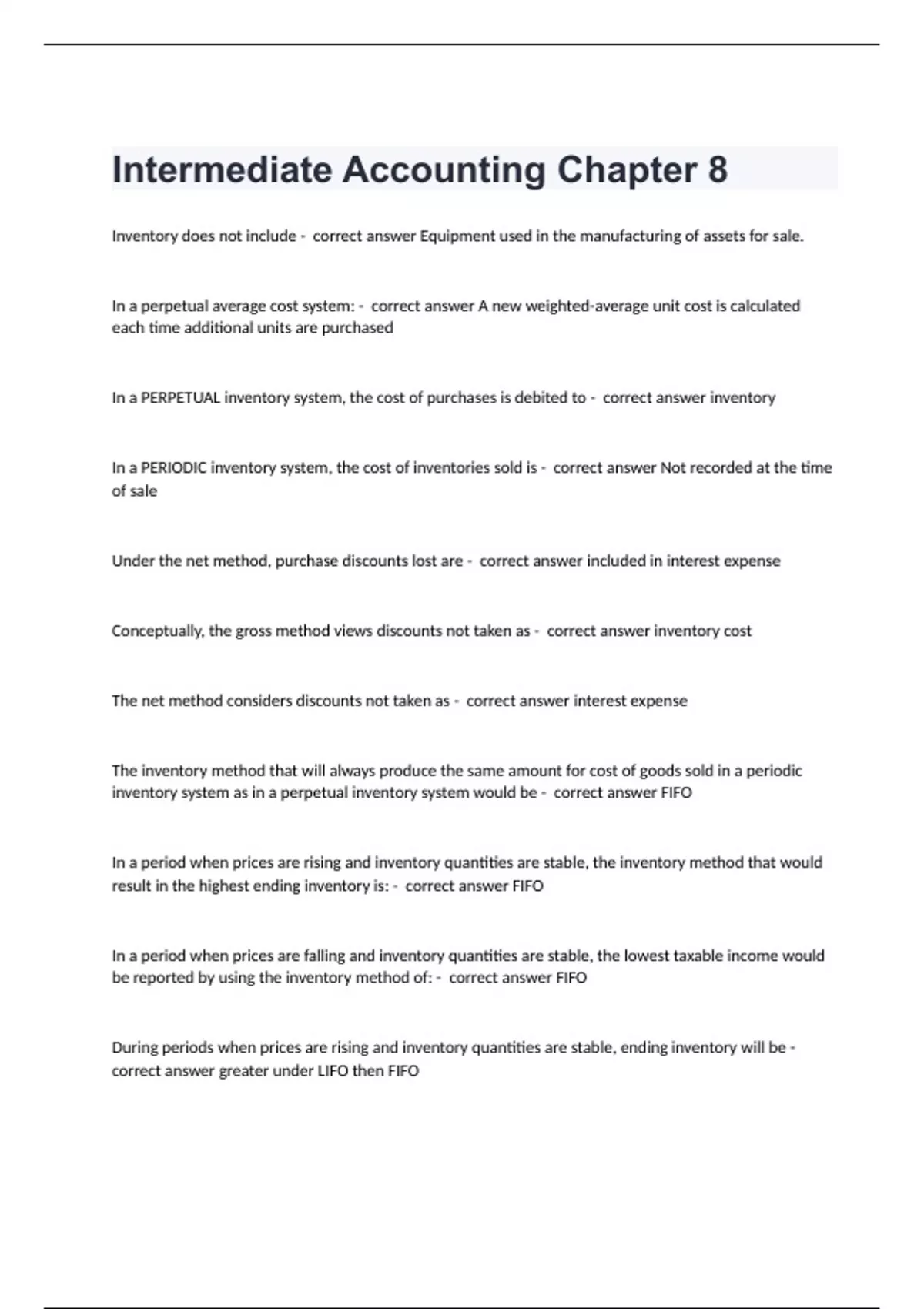 Intermediate Accounting Chapter 8 fully solved graded A+ - Intermediate ...