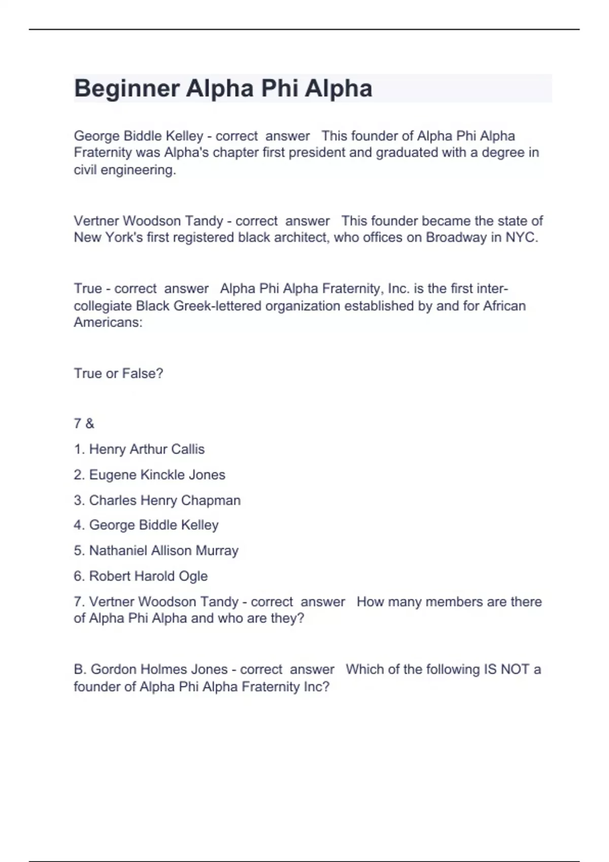 Beginner Alpha Phi Alpha Questions with complete solution 2024 - Alpha ...