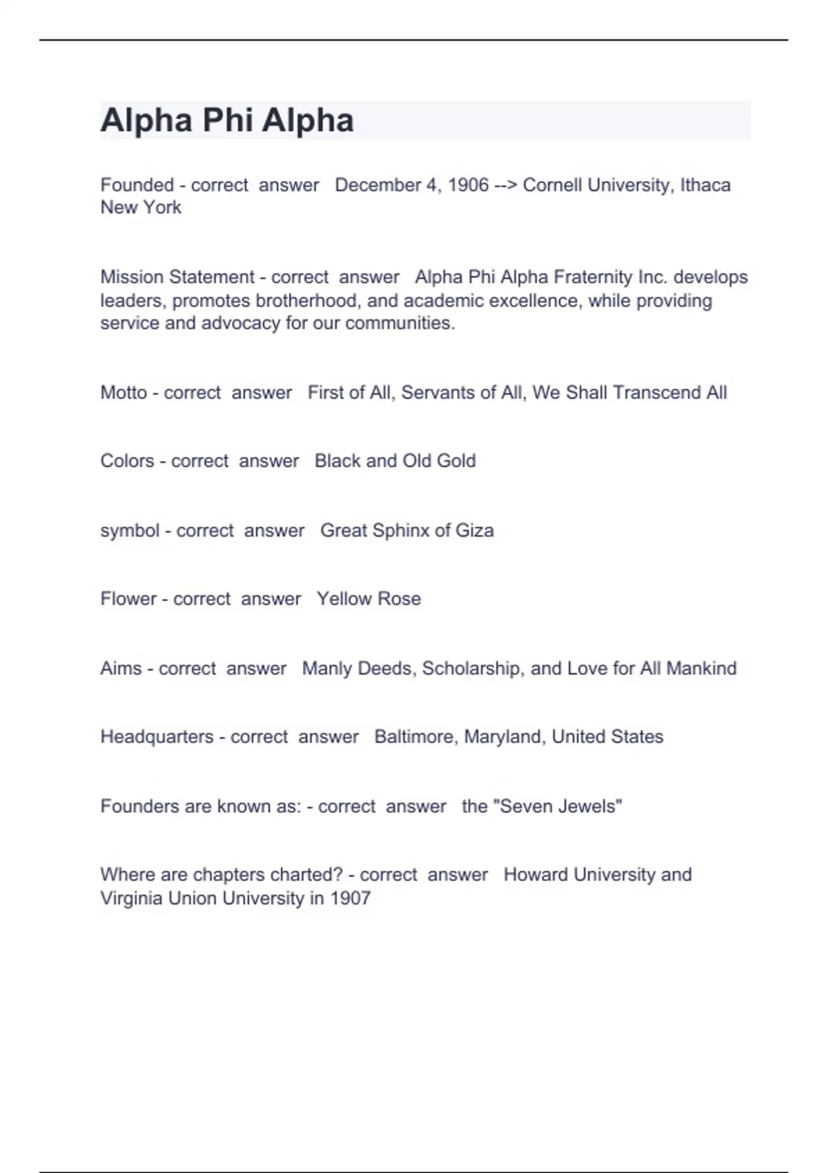 Alpha Phi Alpha Question and answers 100% correct 2024 - Alpha Phi ...