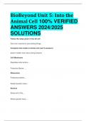 BioBeyond Unit 5: Into the Animal Cell 100% VERIFIED ANSWERS 2024/2025 ...