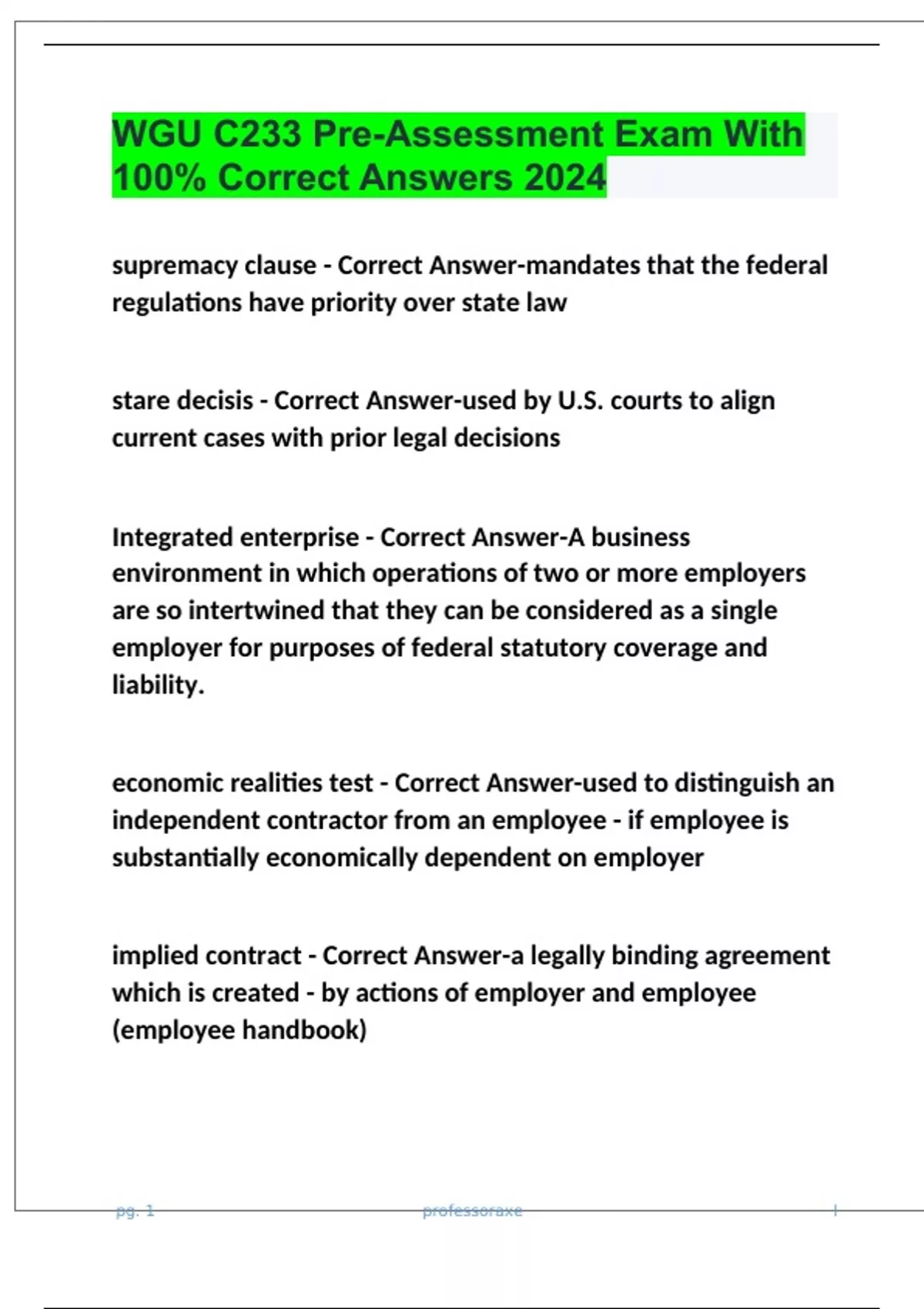 WGU C233 Pre-Assessment Exam With 100% Correct Answers 2024 - WGU C233 ...