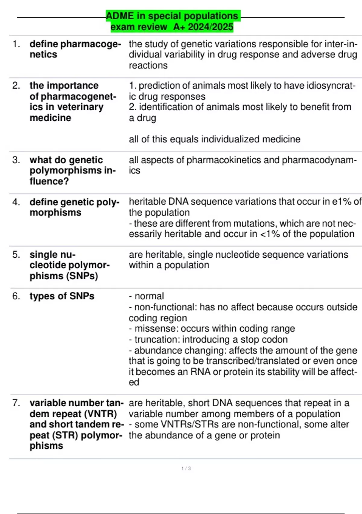 ADME in special populations exam review A+ 2024/2025 - ADME in special populations - Stuvia US