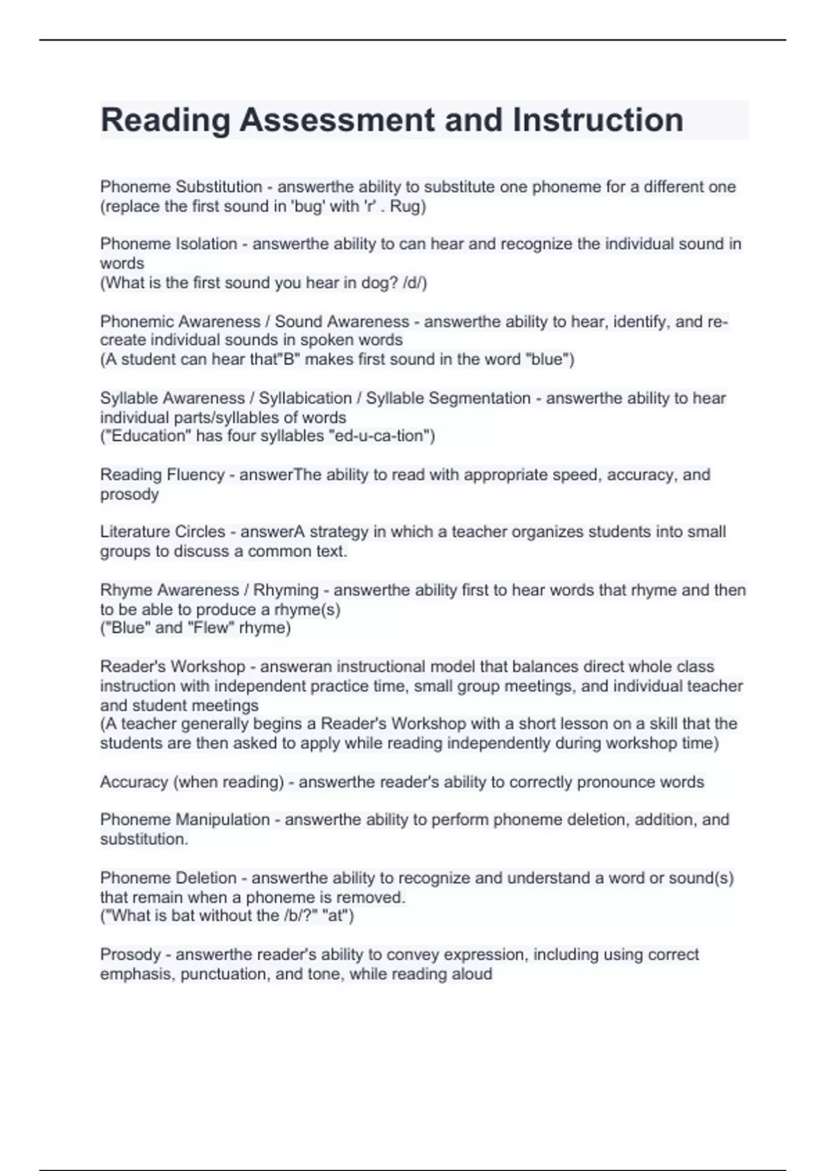 Science of Teaching Reading Exam.Questions with solutions - ARKANSAS ...