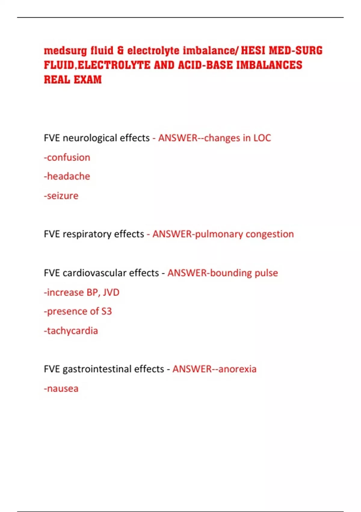 medsurg fluid & electrolyte imbalance/ HESI MED-SURG FLUID,ELECTROLYTE ...