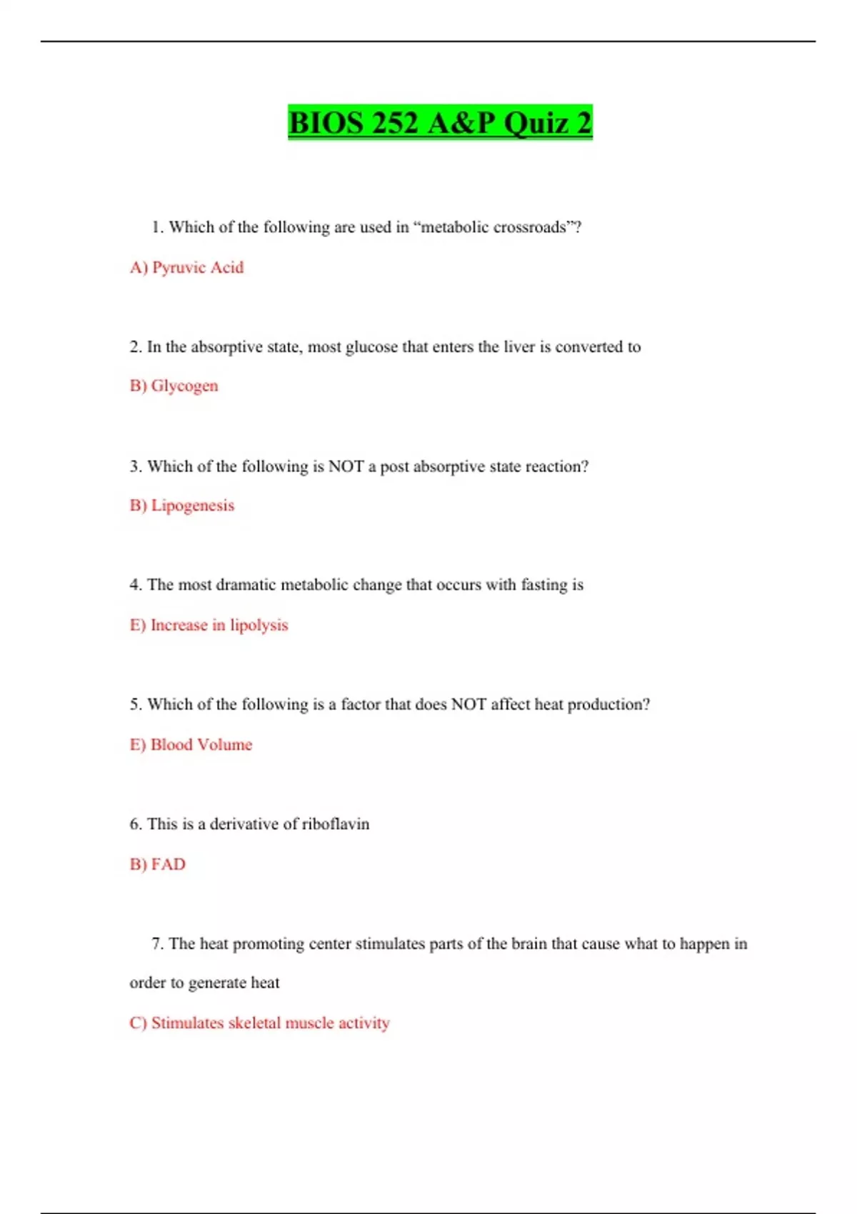 BIOS 252 Quiz 2 / BIOS252 Quiz 2 / BIOS252 A& P II Quiz 2 / BIOS 252 A ...