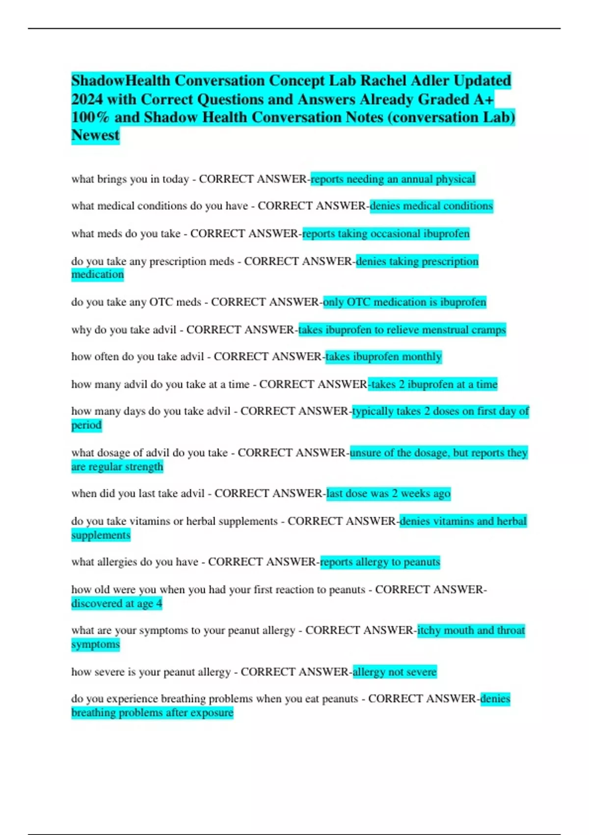 ShadowHealth Conversation Concept Lab Rachel Adler Updated 2024 with ...