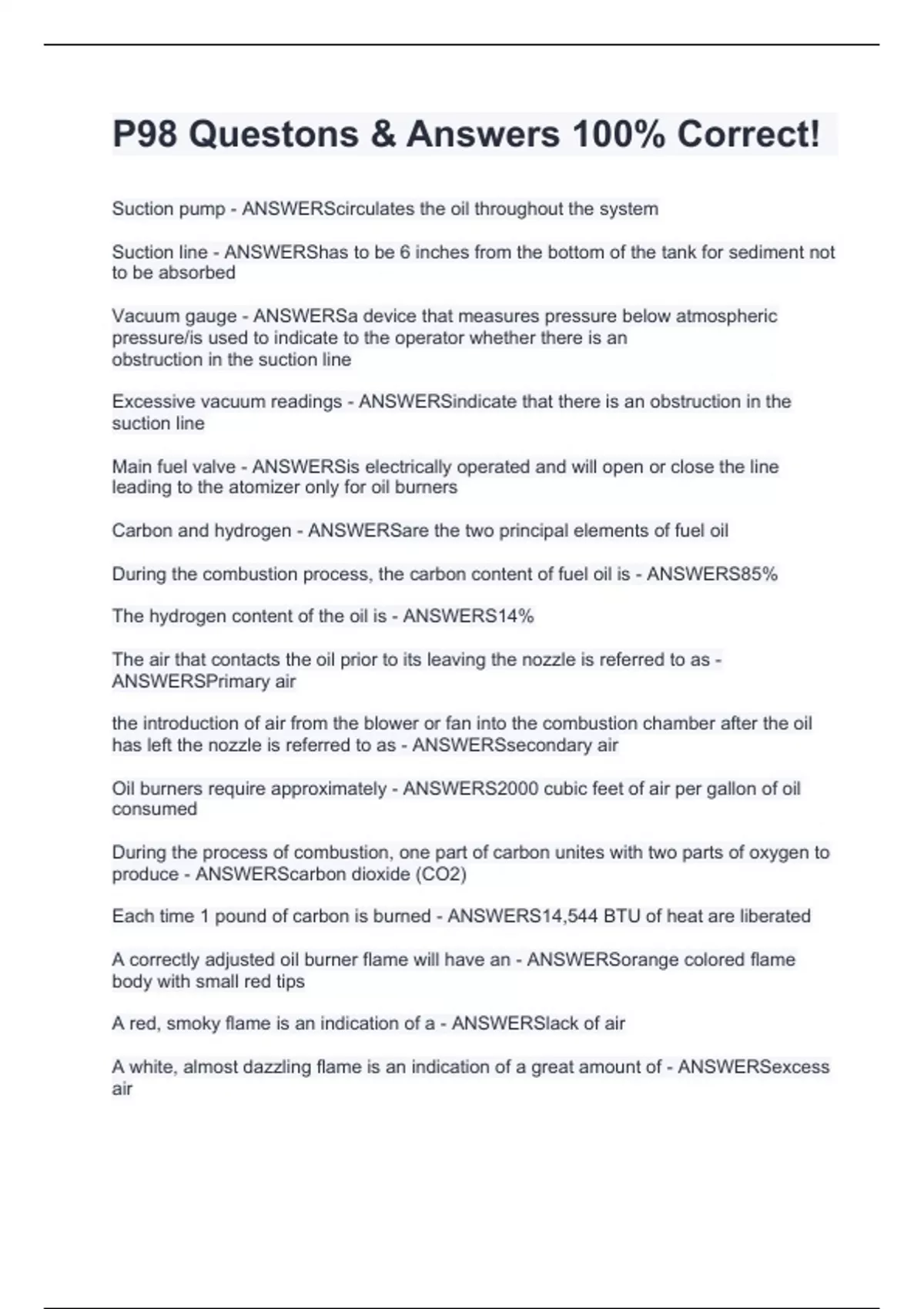 P98 Questons & Answers 100% Correct! - P98 - Stuvia US