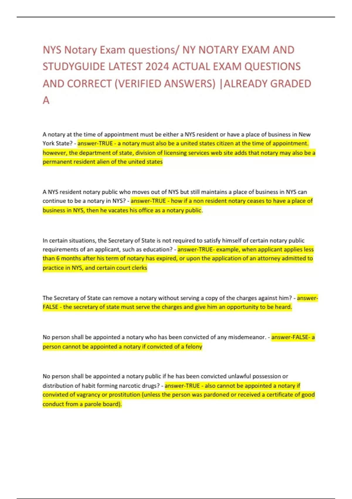review questions for NYS Notary Exam//NY NOTARY EXAM AND STUDYGUIDE ...