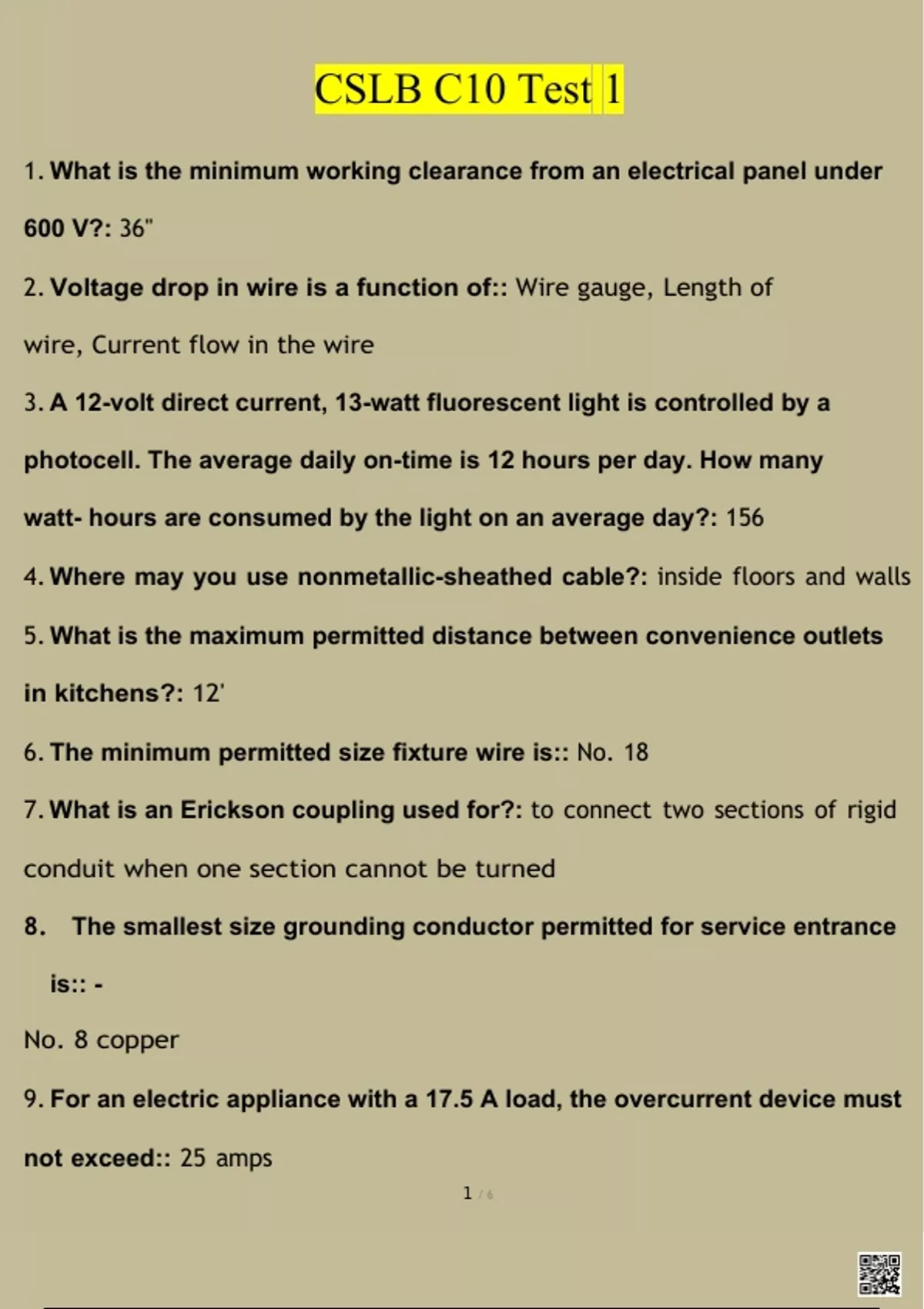 CSLB C10 Test 1 (120) Questions and Answers (2024 / 2025) (Verified ...