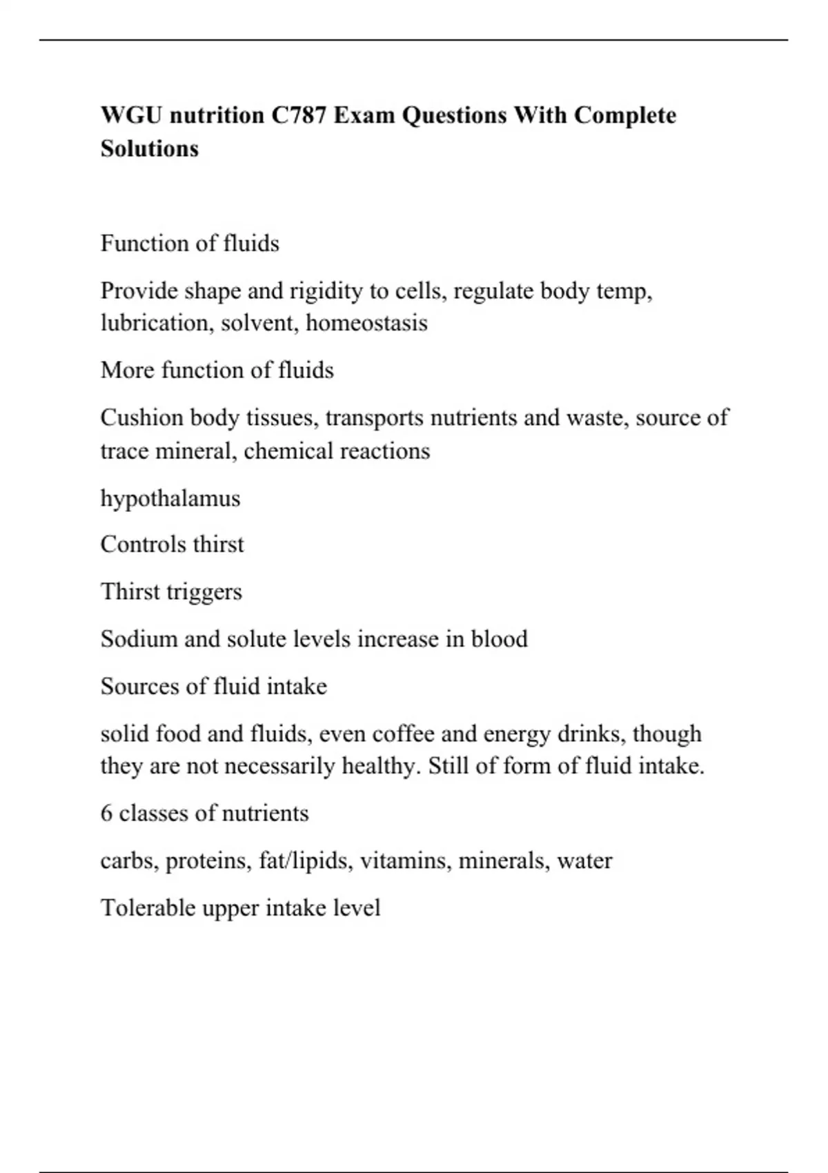WGU nutrition C787 Exam Questions With Complete Solutions - WGU ...
