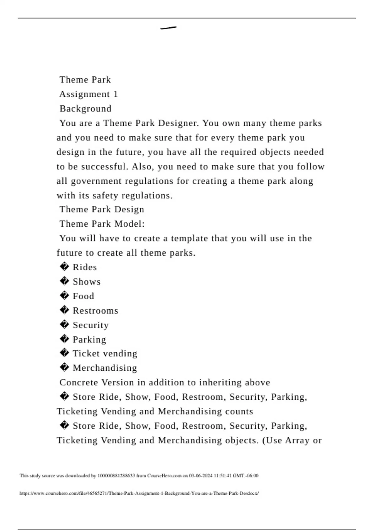 Theme Park Assignment 1 Background - Theme Park Assigent 1 Background ...