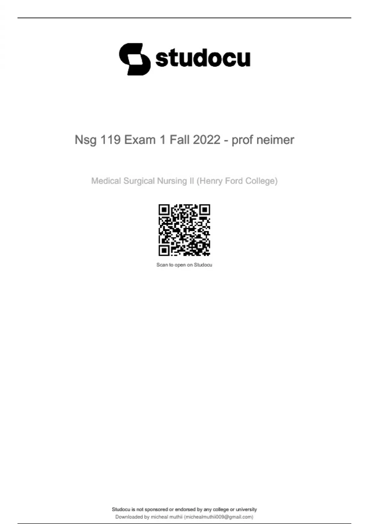 Summary Nsg 119 Exam 1 Fall 2022 - prof neimer - Nsg 119 - Stuvia US
